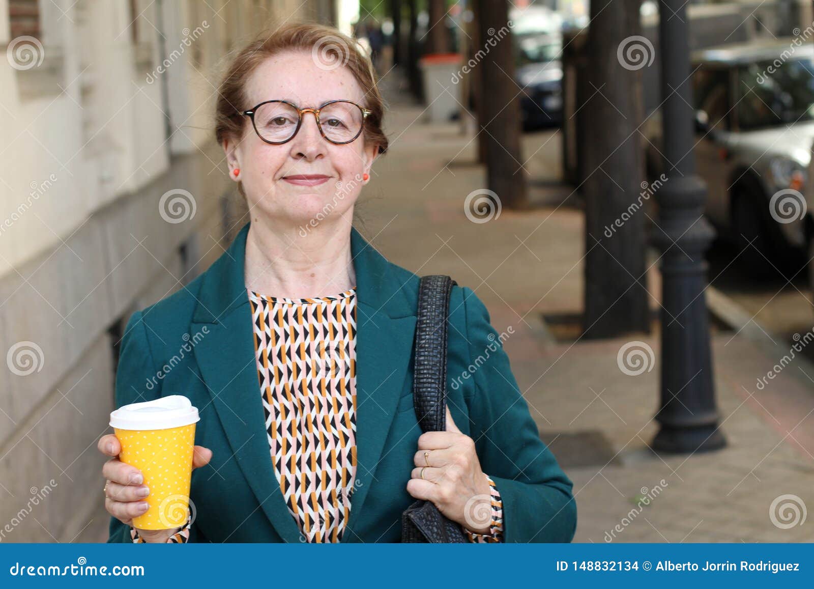 Lady Enjoying a Coffee on the Go Stock Photo - Image of female ...