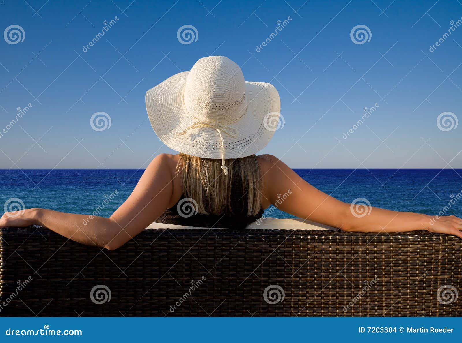 Lady Enjoying a Perfect View To the Ocean Stock Photo - Image of quiet ...