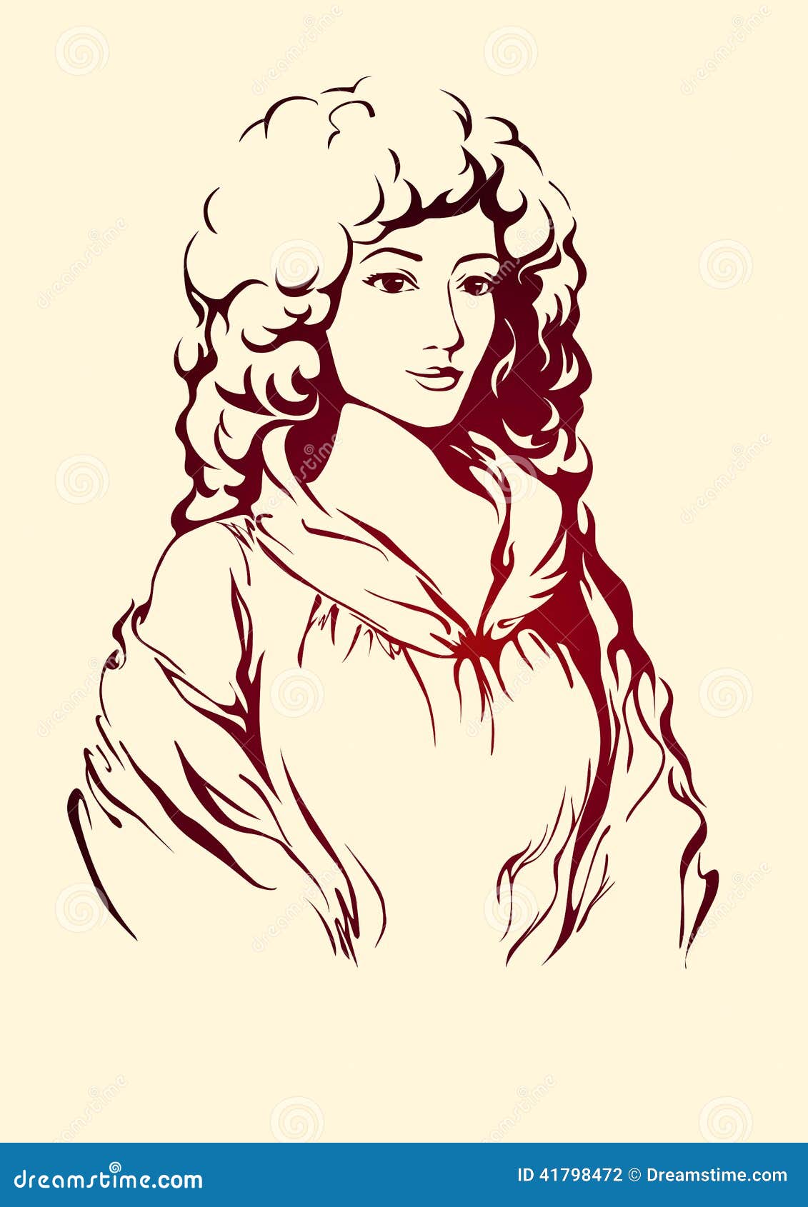 Lady With Renaissance Flowered Dress Royalty-Free Cartoon ...