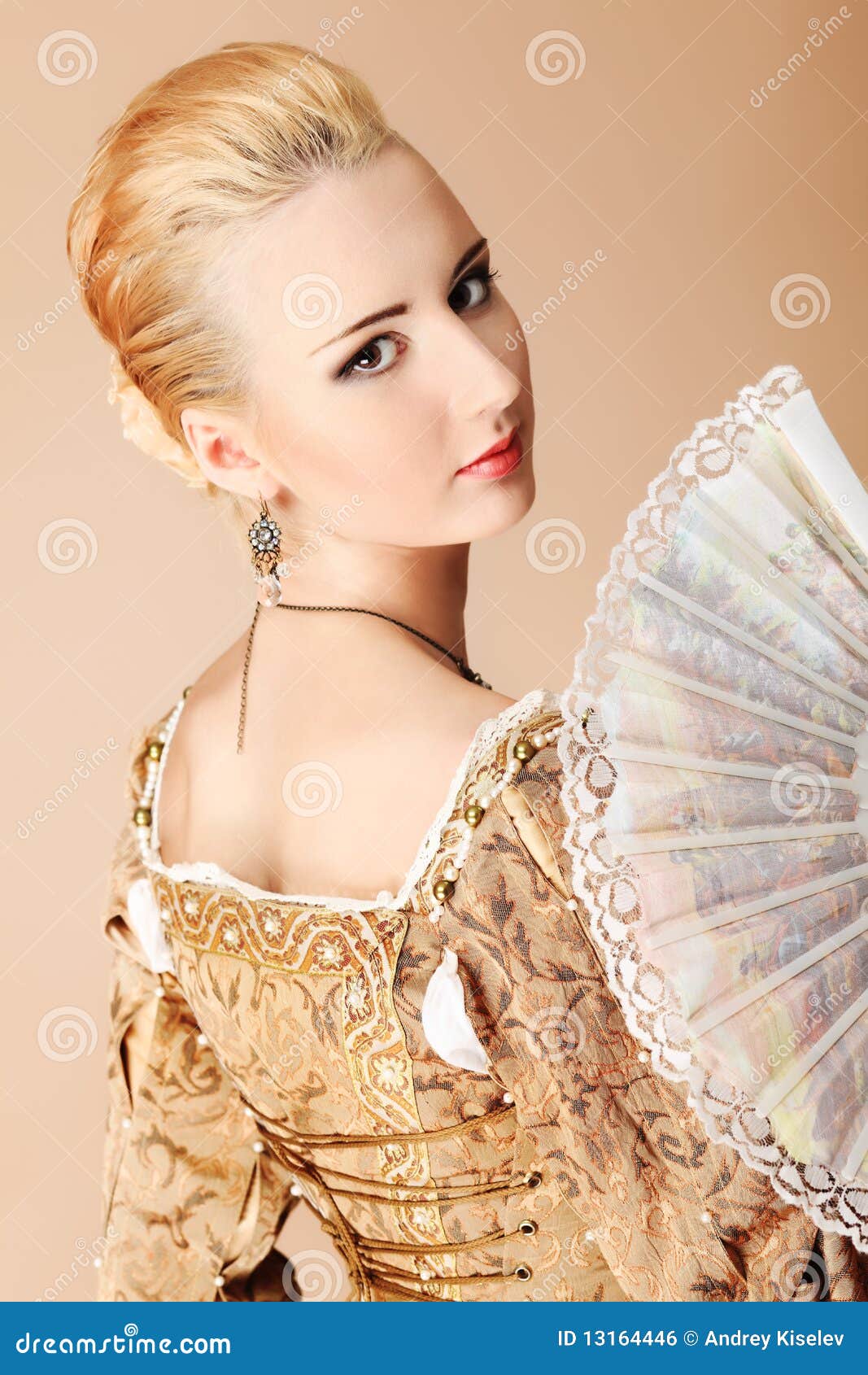 Lady with a fan stock photo. Image of face, festive, european - 13164446