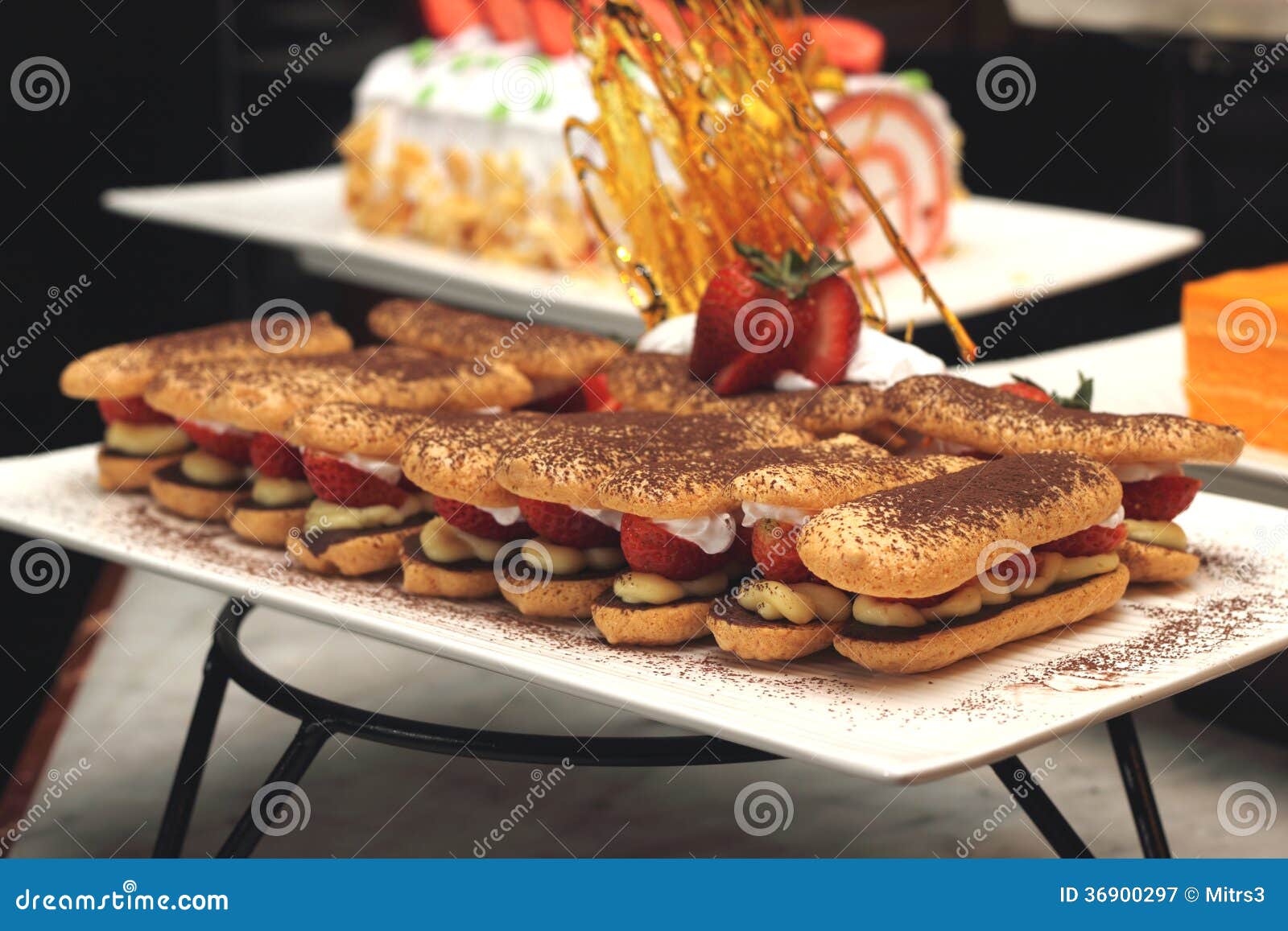 Lady Finger Filling, Vanilla Cream and Fruit Stock Image - Image of ...