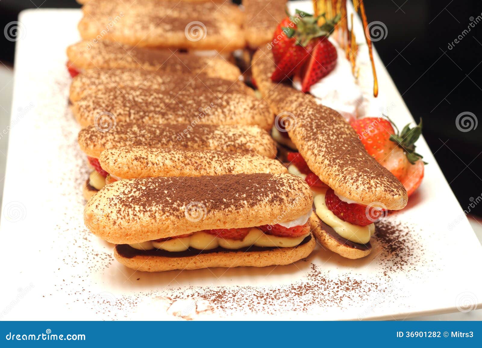 Lady Finger Filling, Vanilla Cream and Fruit Stock Photo - Image of ...