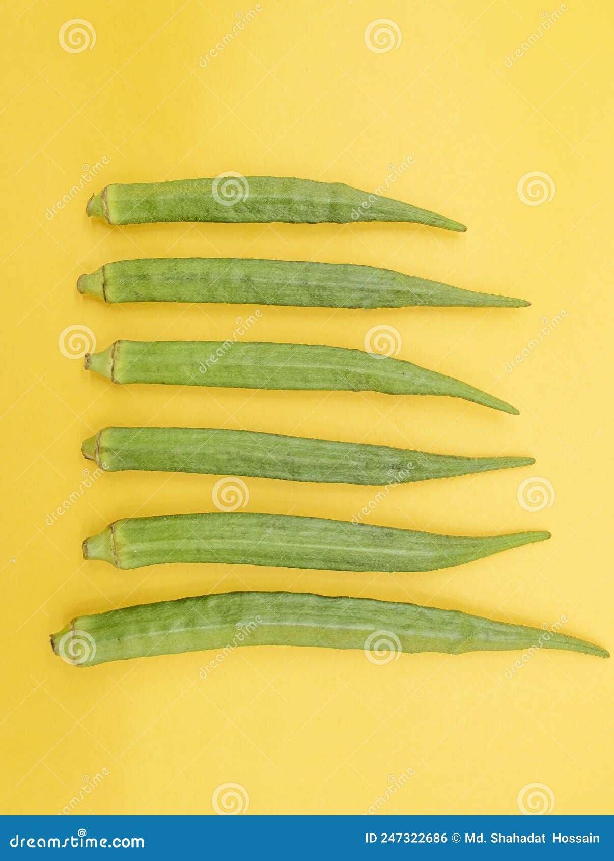 Lady Finger Isolated on Yellow Background, Selective Focus Stock Photo ...