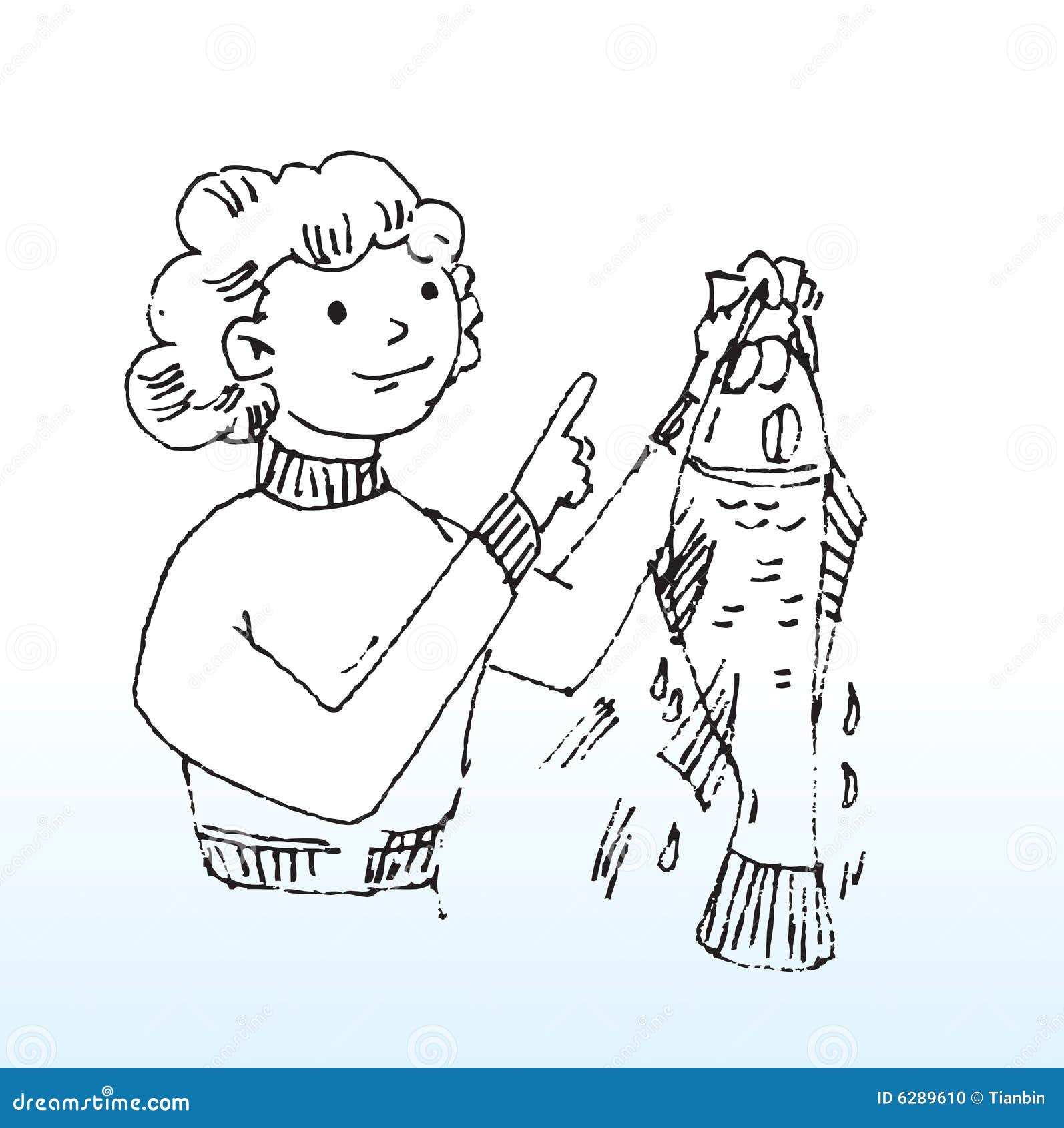 Lady and fish stock vector. Illustration of activity, catching - 6289610