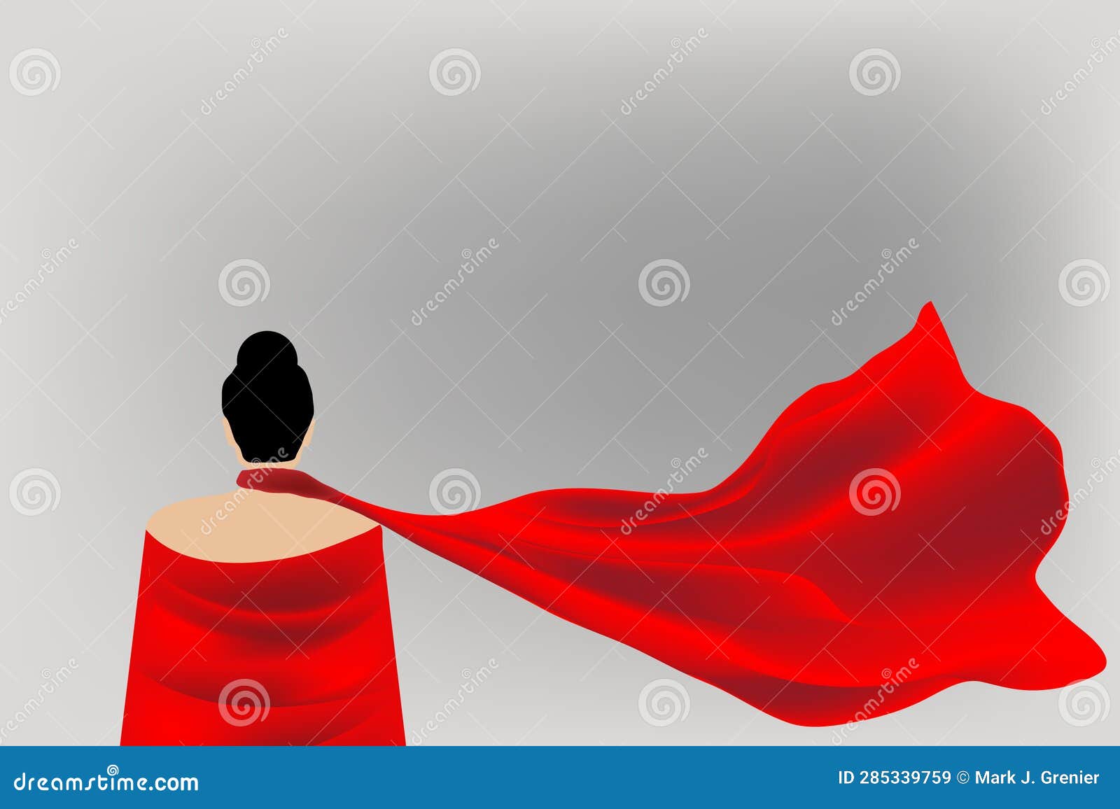 The Lady in the Flowing Red Scarf Stock Vector - Illustration of ribbon ...