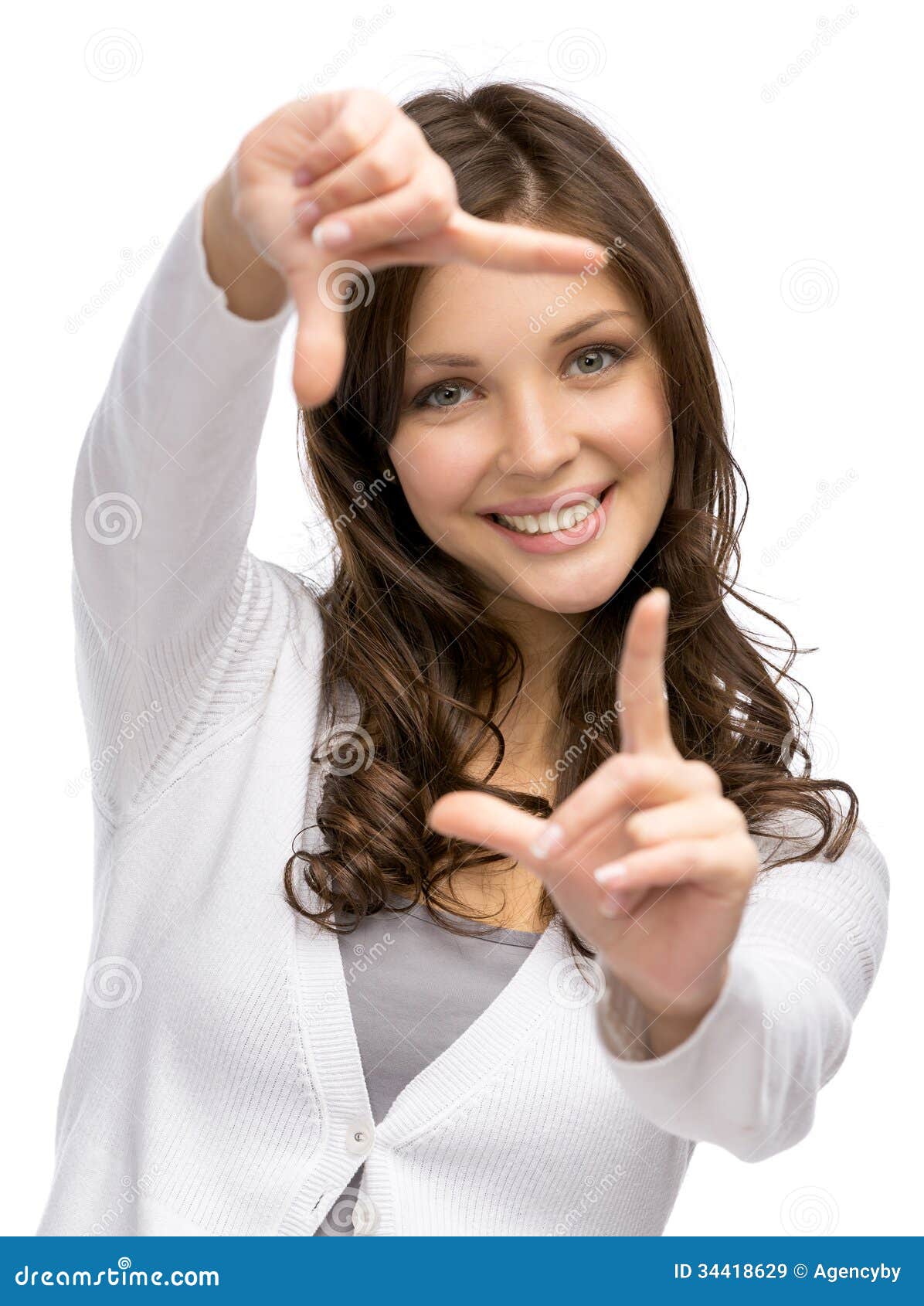 Lady frame gesturing stock image. Image of beautiful - 34418629