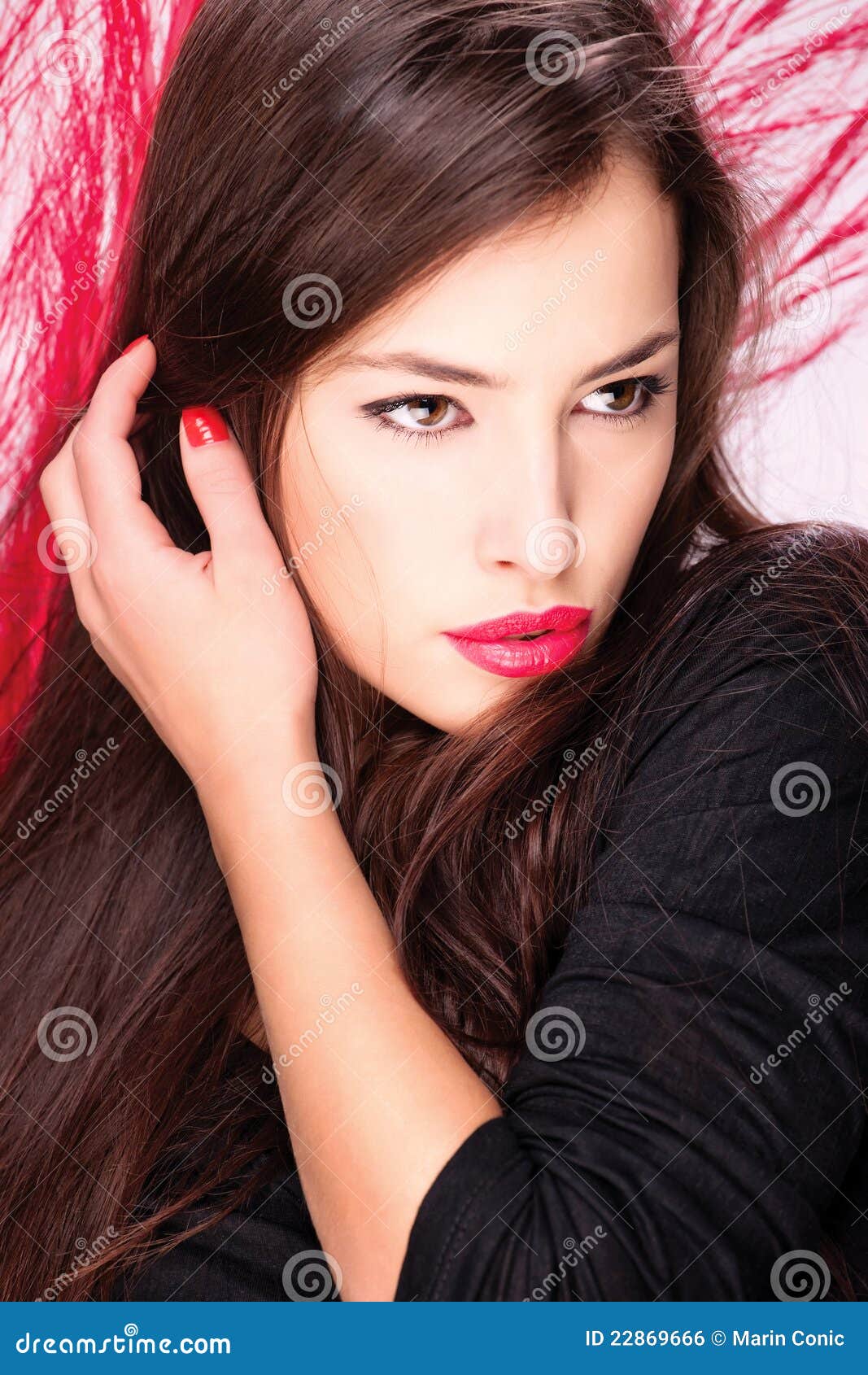 Lady in Front of Red Feather Stock Photo - Image of vogue, provocative ...