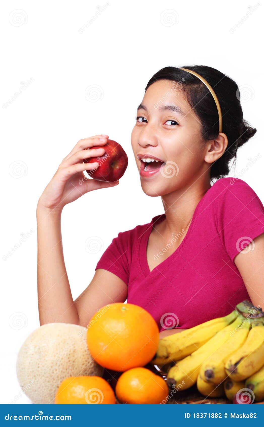 Lady with fruits stock photo. Image of holding, woman - 18371882