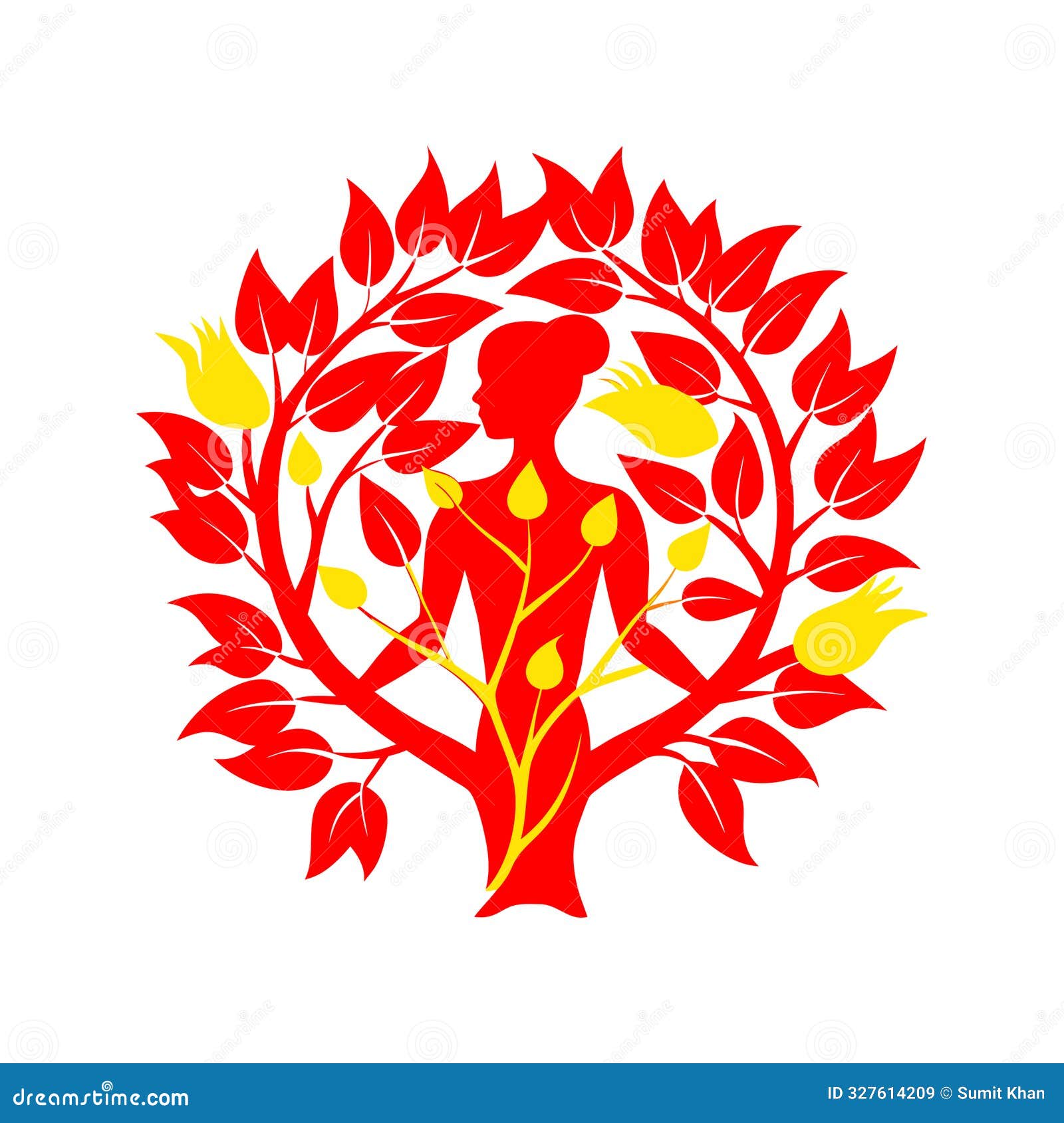 Lady Full of Tree Vector Illustration Stock Illustration - Illustration ...