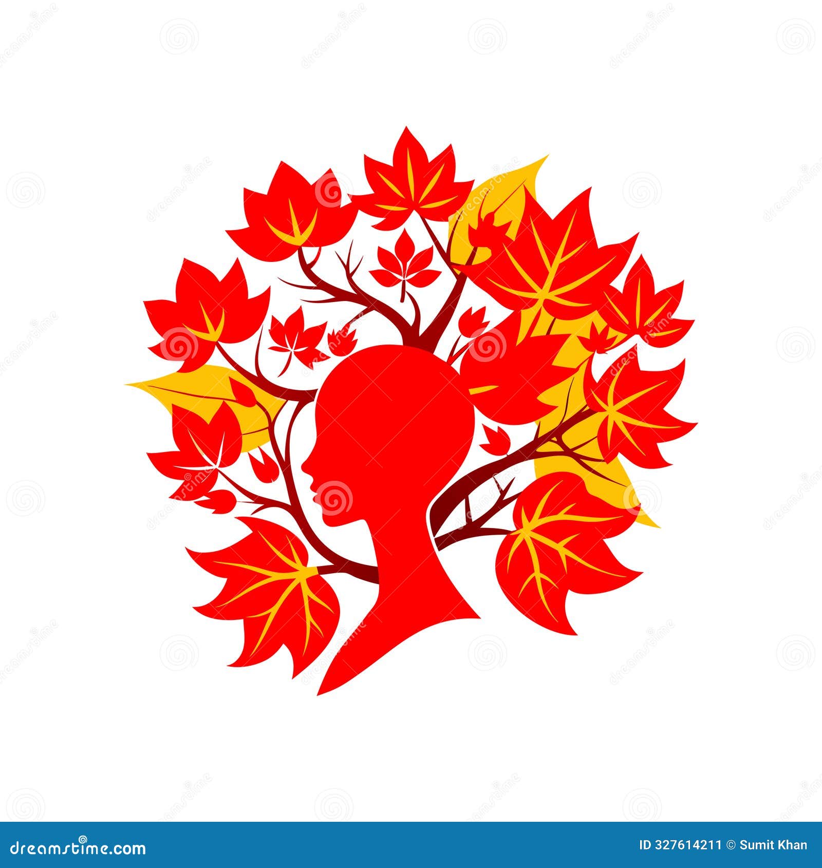 Lady Full of Tree Vector Illustration Stock Illustration - Illustration ...