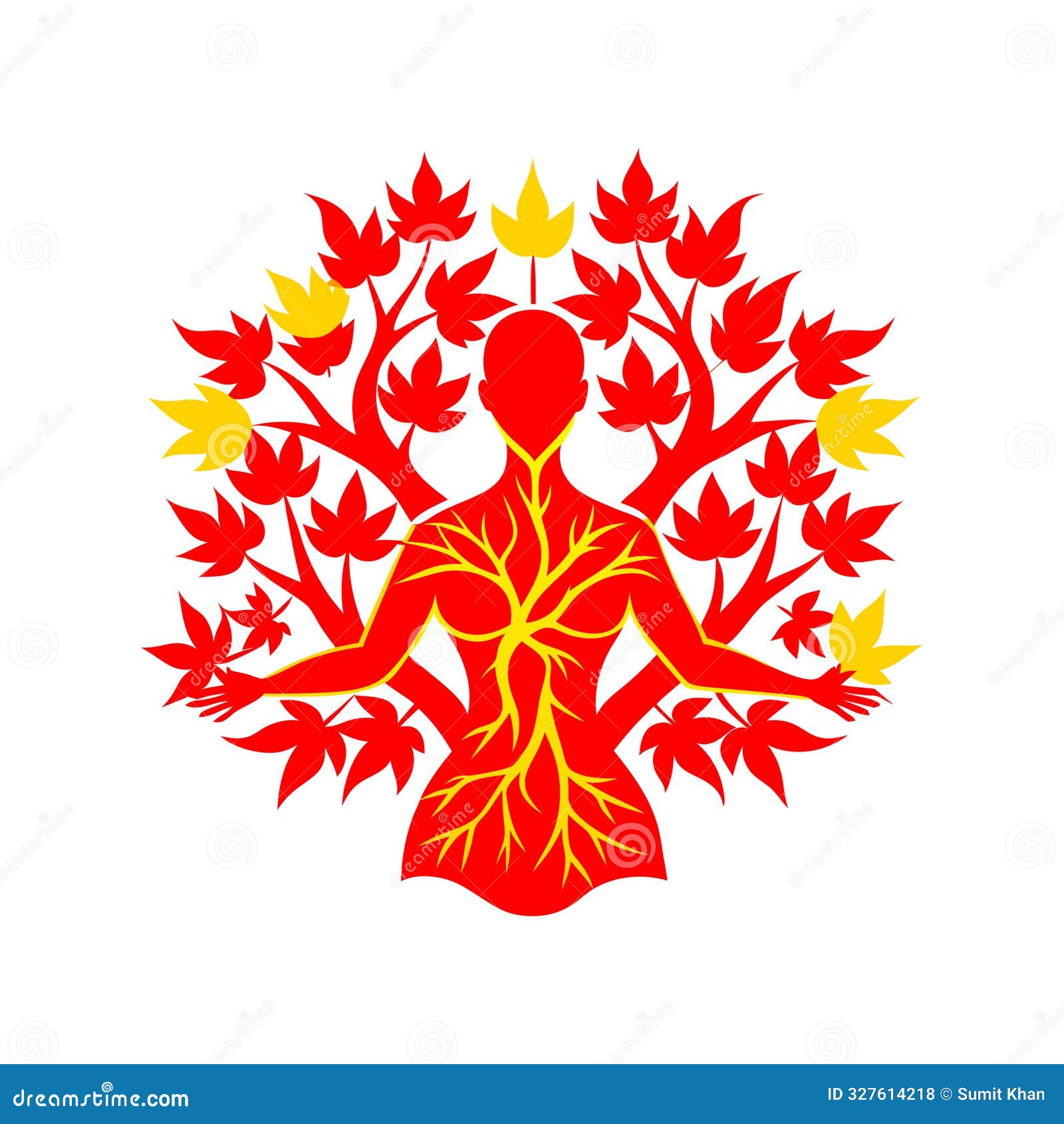 Lady Full of Tree Vector Illustration Stock Illustration - Illustration ...
