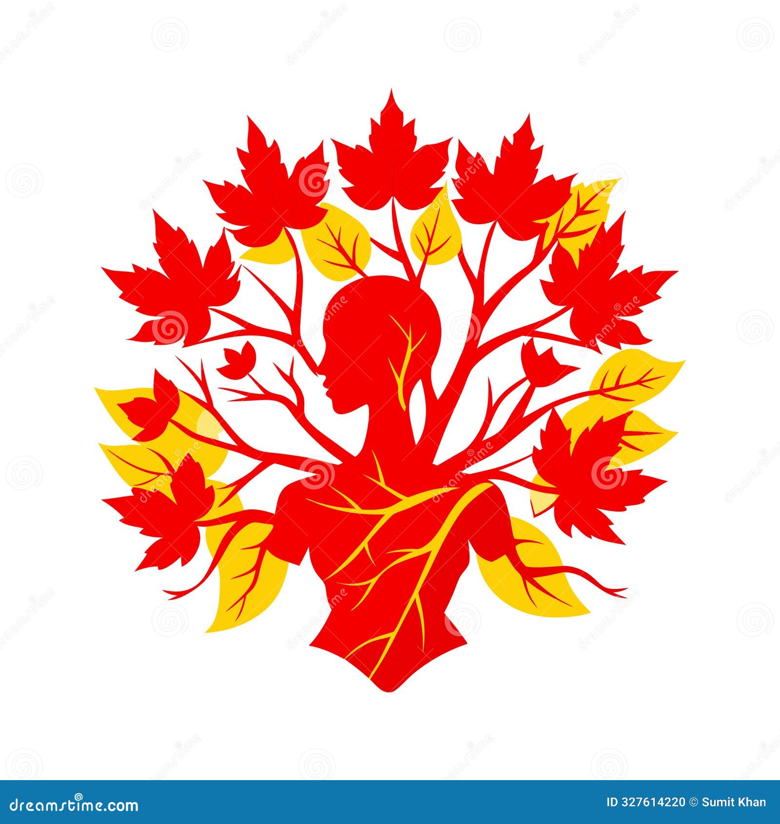 Lady Full of Tree Vector Illustration Stock Illustration - Illustration ...
