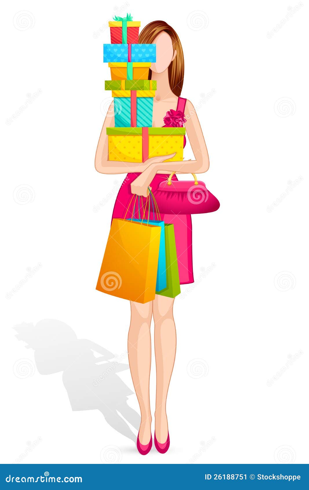 Lady with Gift Box stock vector. Illustration of gorgeous - 26188751