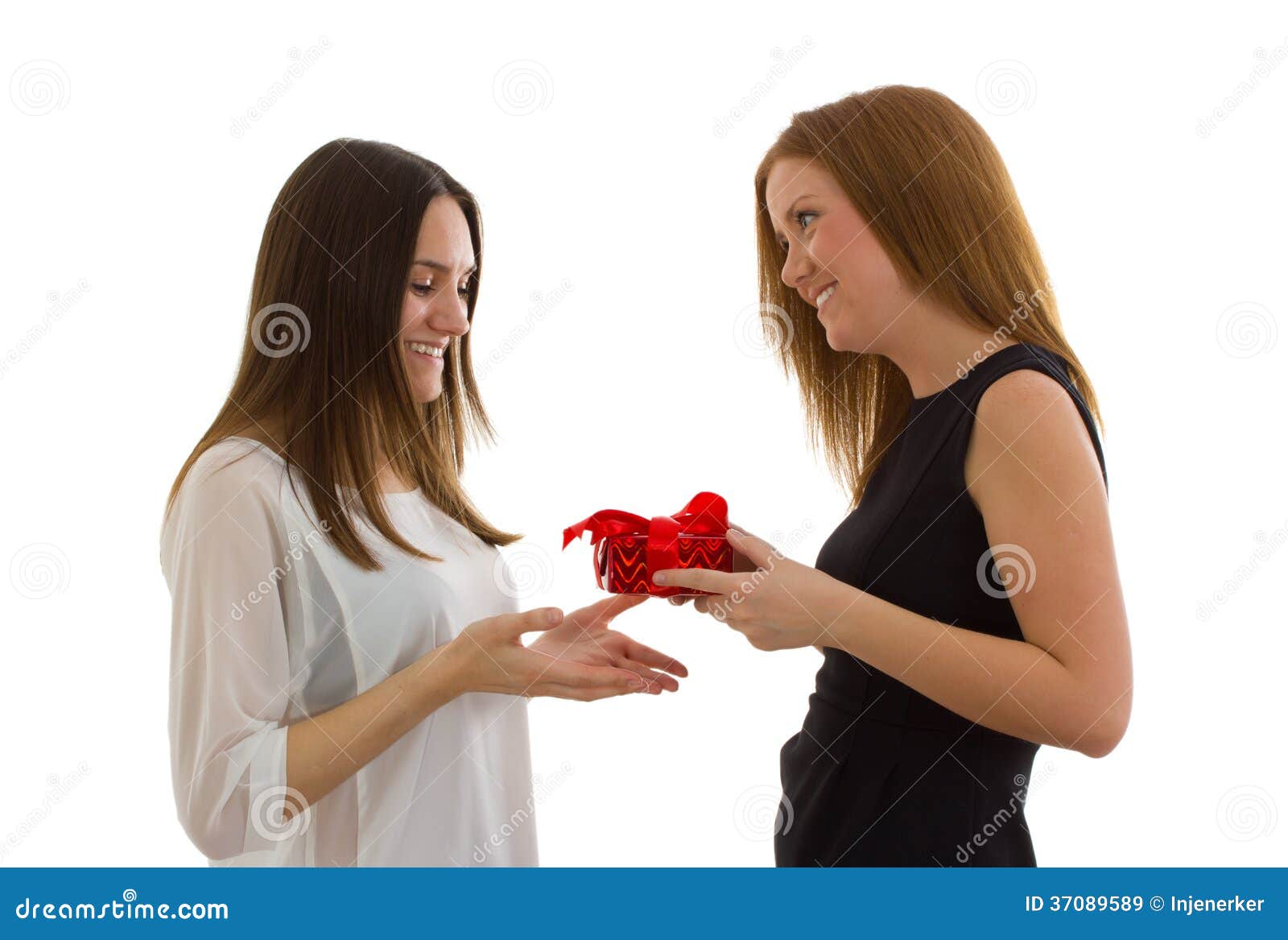 Lady giving a gift stock image. Image of person, face - 37089589