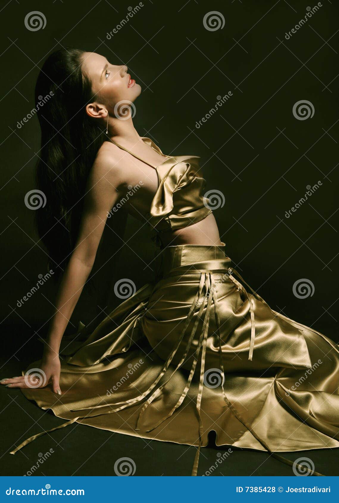 Lady in gold dress stock photo. Image of gold, lips, clothing - 7385428