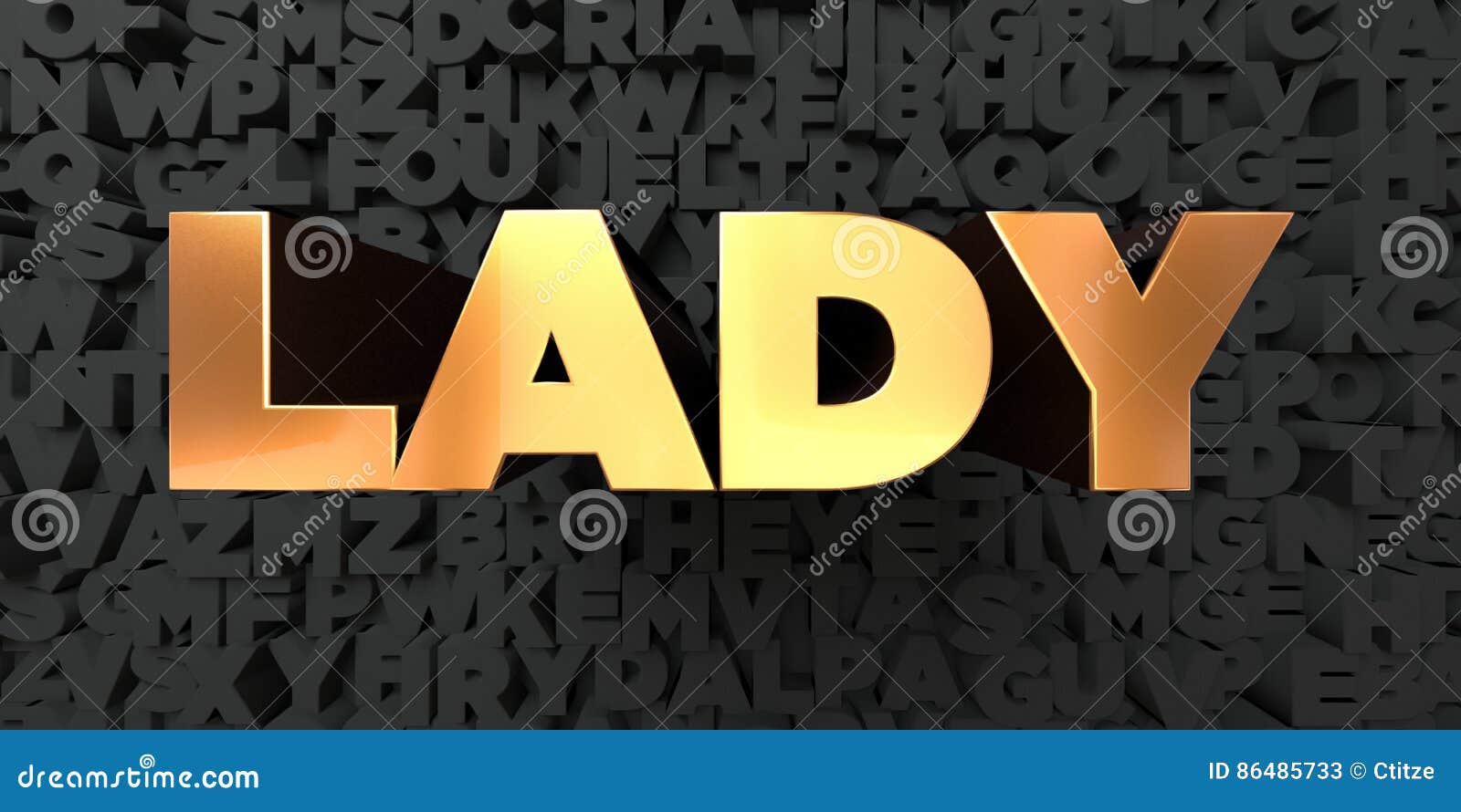 Lady Gold Text On Black Background 3d Rendered Royalty Free Stock