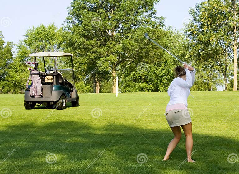 Lady and Golf Cart stock image. Image of cart, club, trees - 9007013