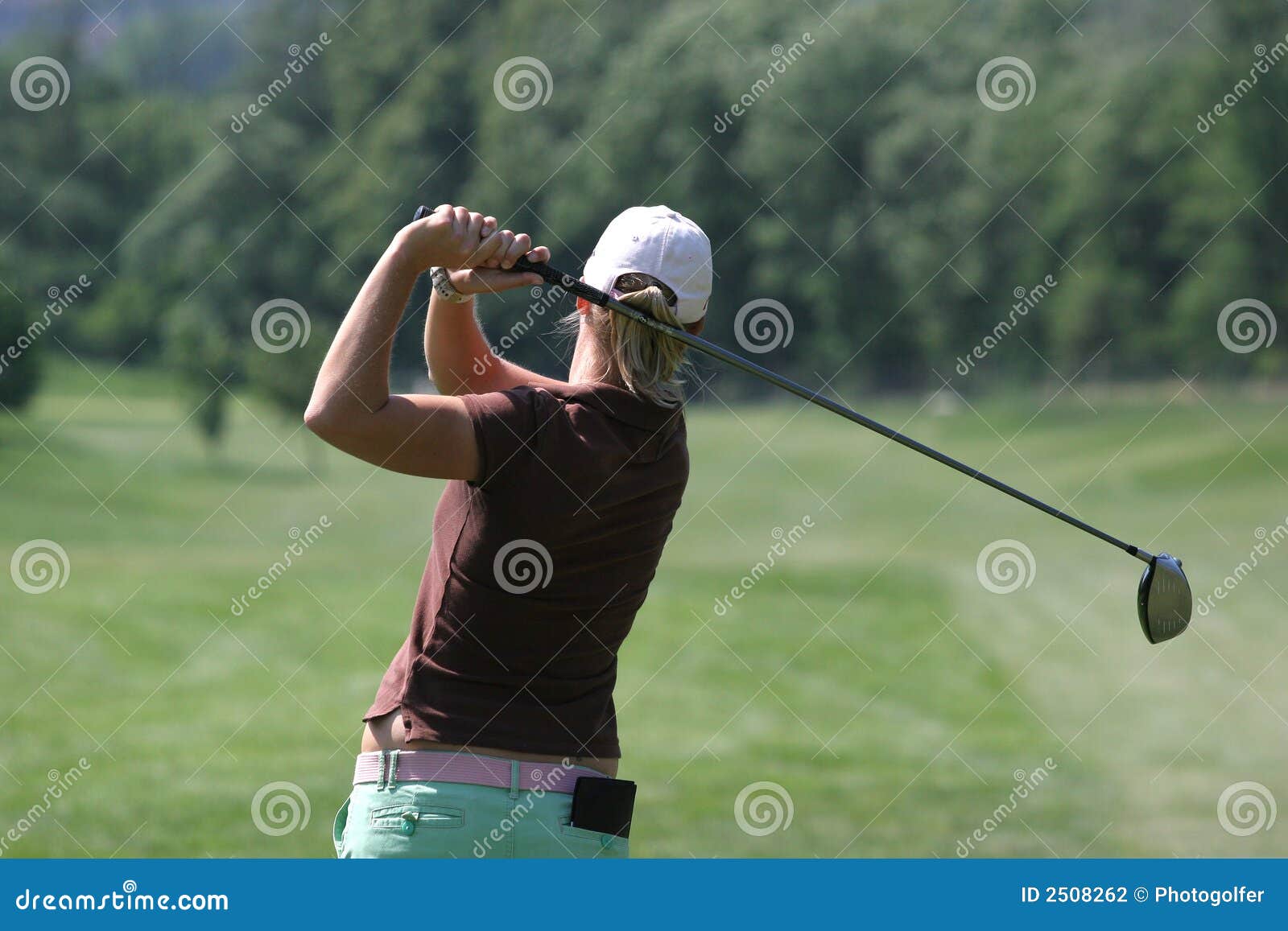 Lady golf swing stock photo. Image of hitting, putt, green - 2508262