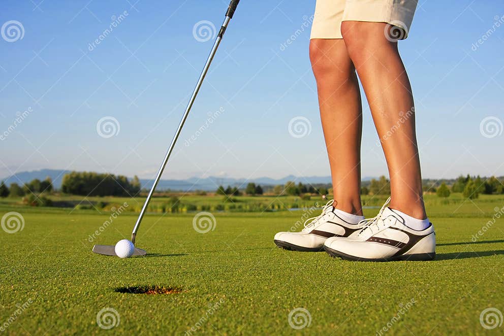 Lady golfer putt stock photo. Image of outside, active - 10009126