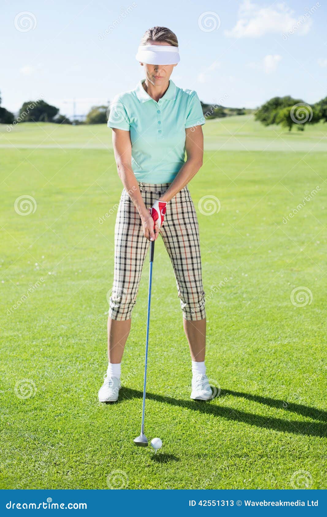 Lady Golfer Teeing Off for the Day Stock Image - Image of person, sport ...