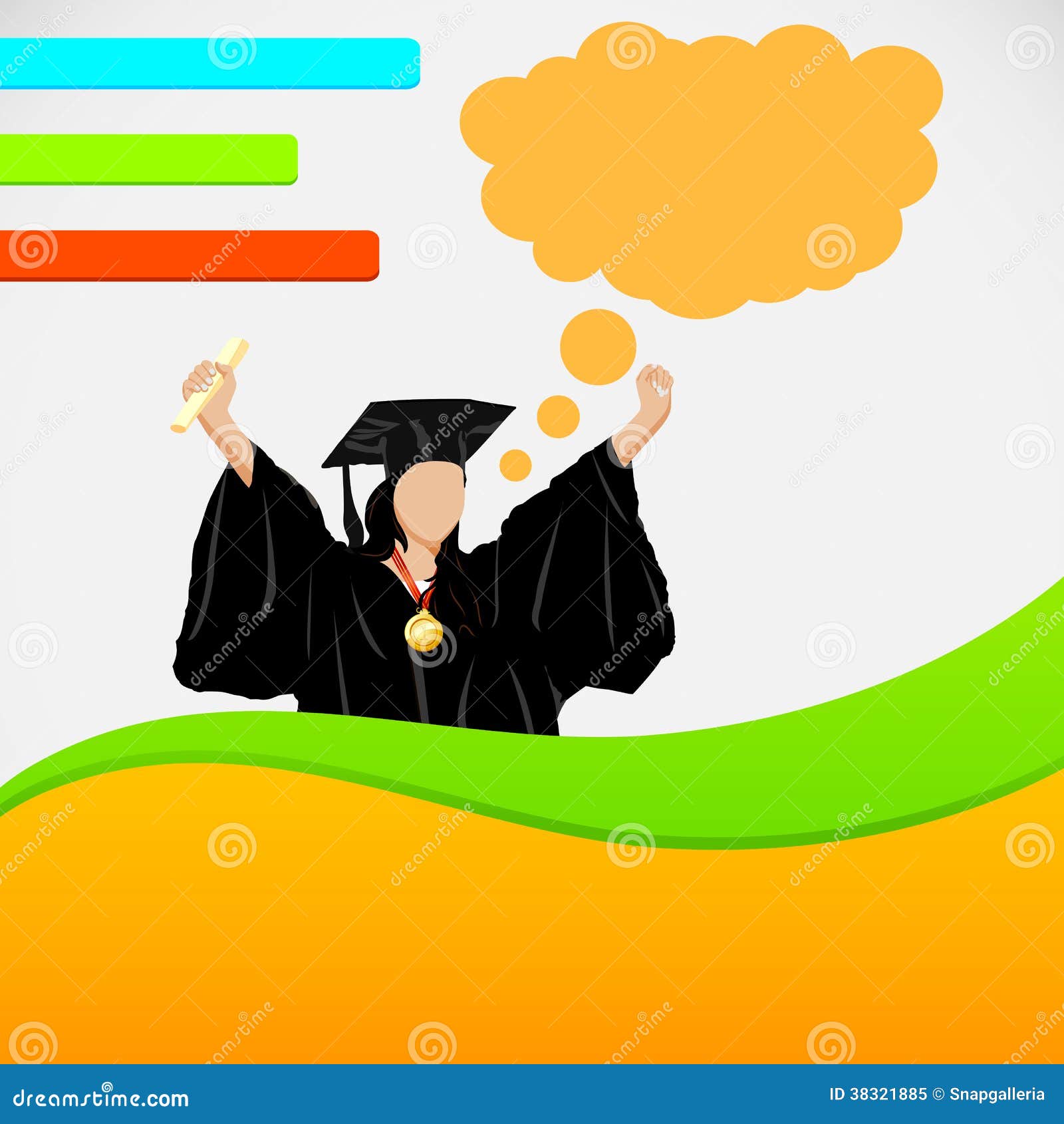 Lady in Graduation gown stock vector. Illustration of college - 38321885