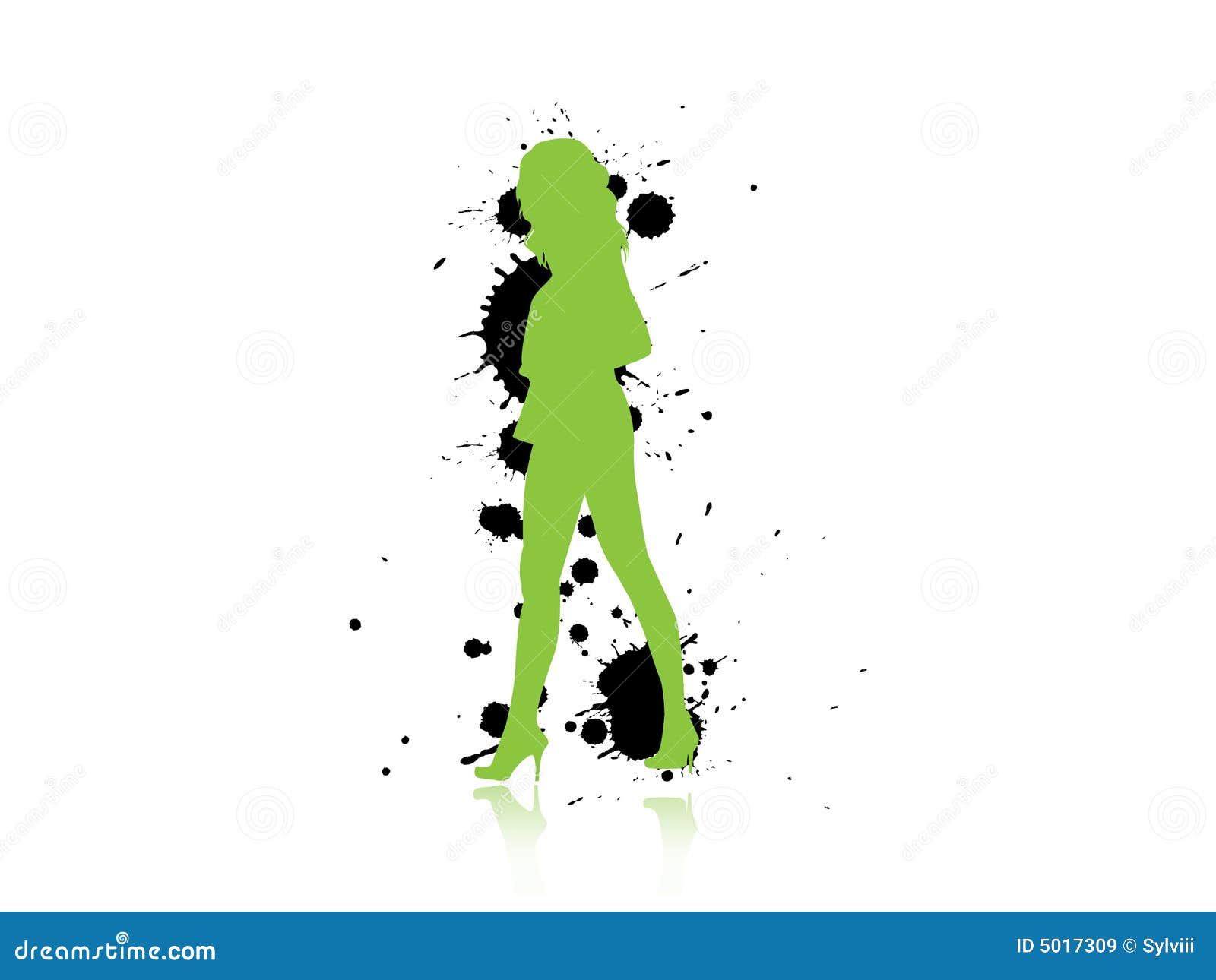 Lady in green stock vector. Illustration of dancing, posing - 5017309