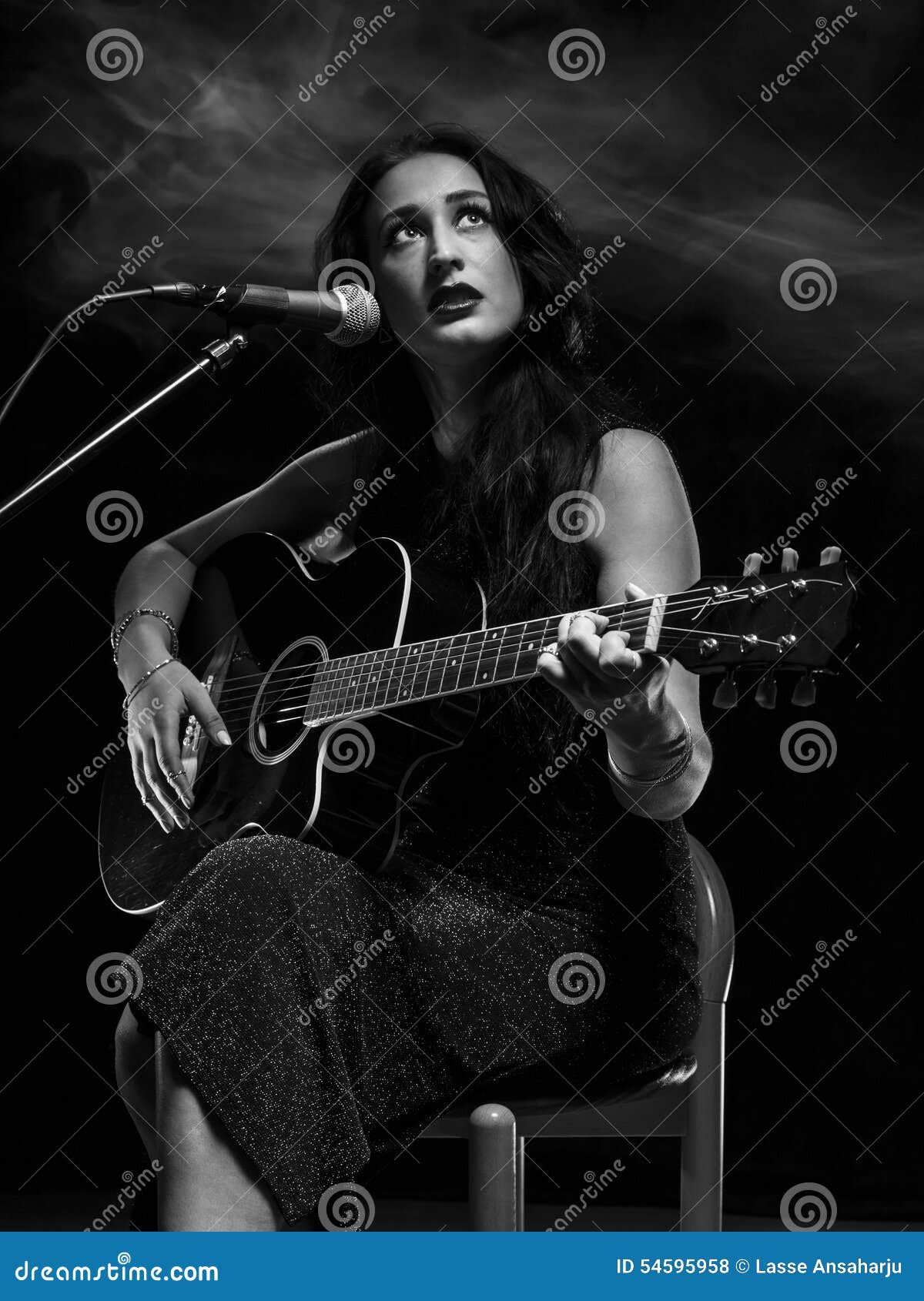 Lady with Guitar stock photo. Image of singing, caucasian - 54595958