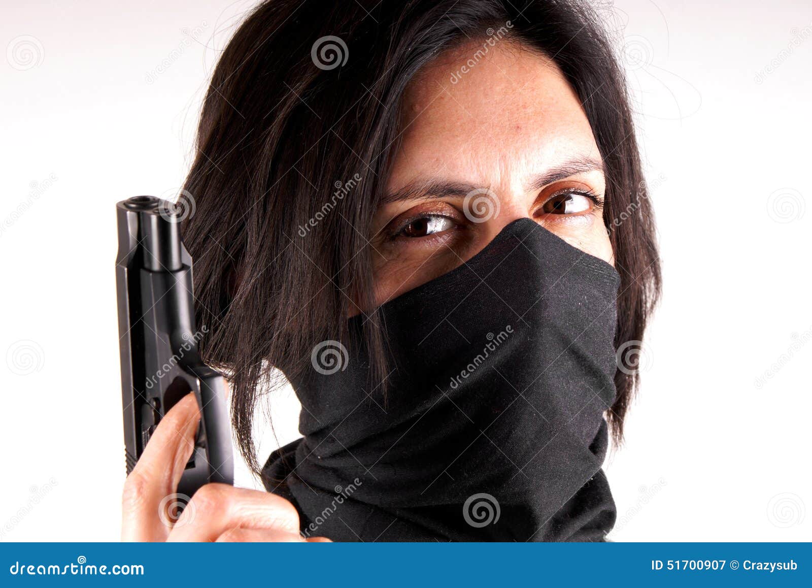 Lady with gun stock image. Image of military, brunette - 51700907