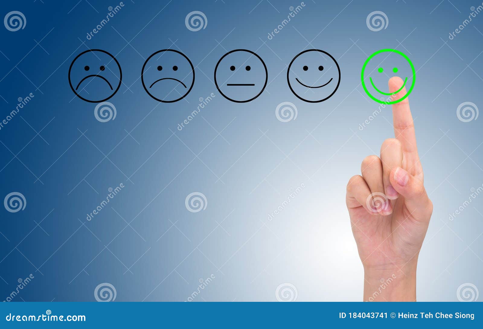 Lady Hand Choosing a Happy Button Stock Illustration - Illustration of ...