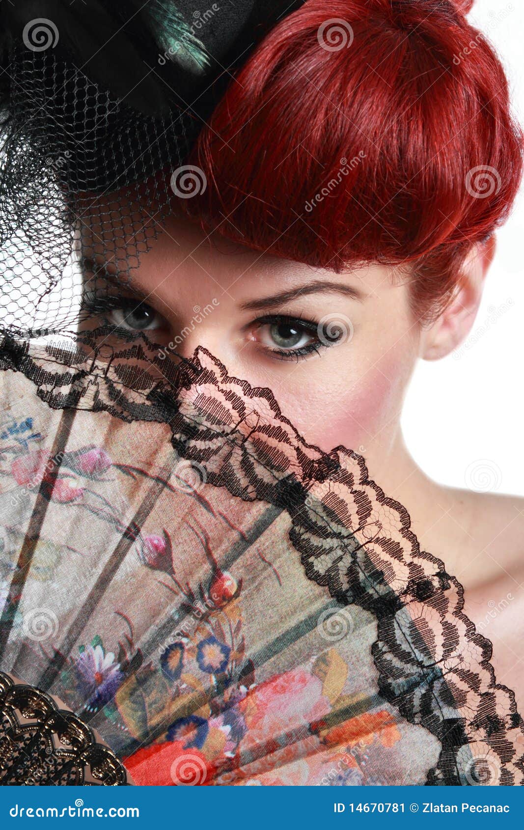 Lady with hand fan stock image. Image of beautiful, lace - 14670781