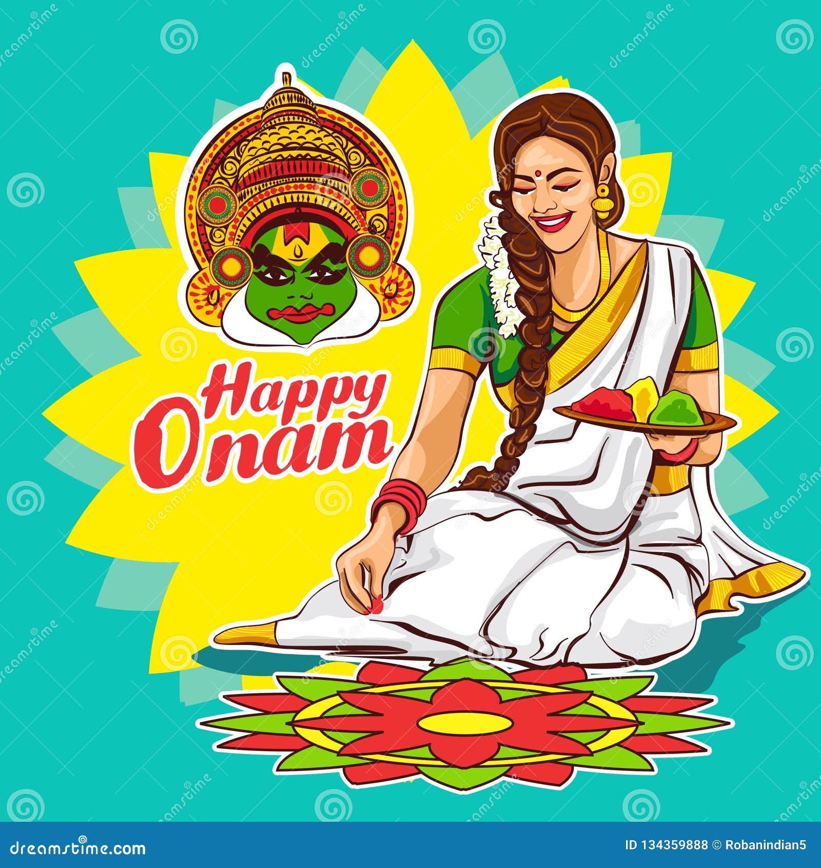 Lady .Happy onam stock vector. Illustration of creative - 134359888 Lady .Happy onam stock vector. Illustration of creative - 134359888