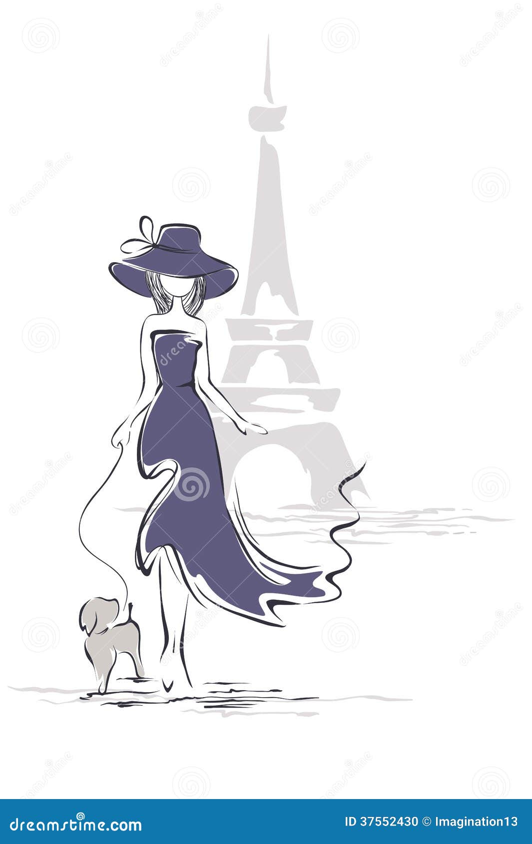 Lady in a hat in Paris stock vector. Illustration of femininity - 37552430