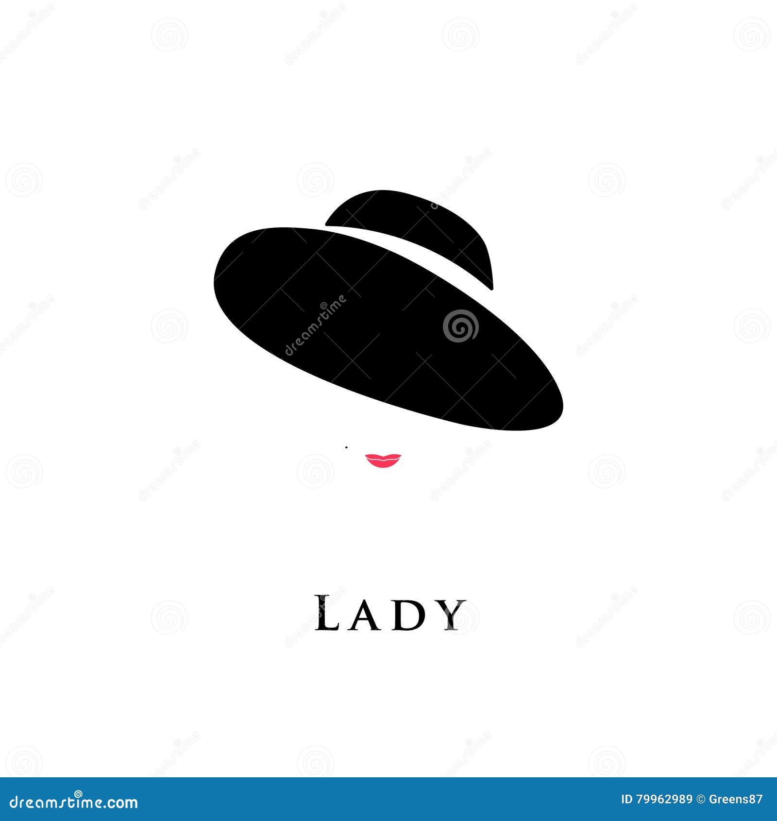 Lady in hat. stock vector. Illustration of portrait, human - 79962989