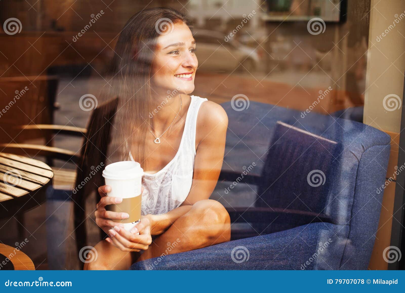 Lady Having Coffee or Tea at Cafe Stock Photo - Image of glass, calm ...