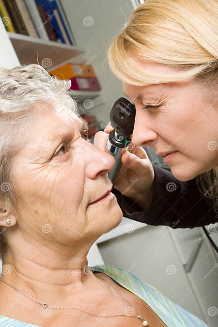 Lady Having Eye Test Examination Stock Image - Image of mature ...