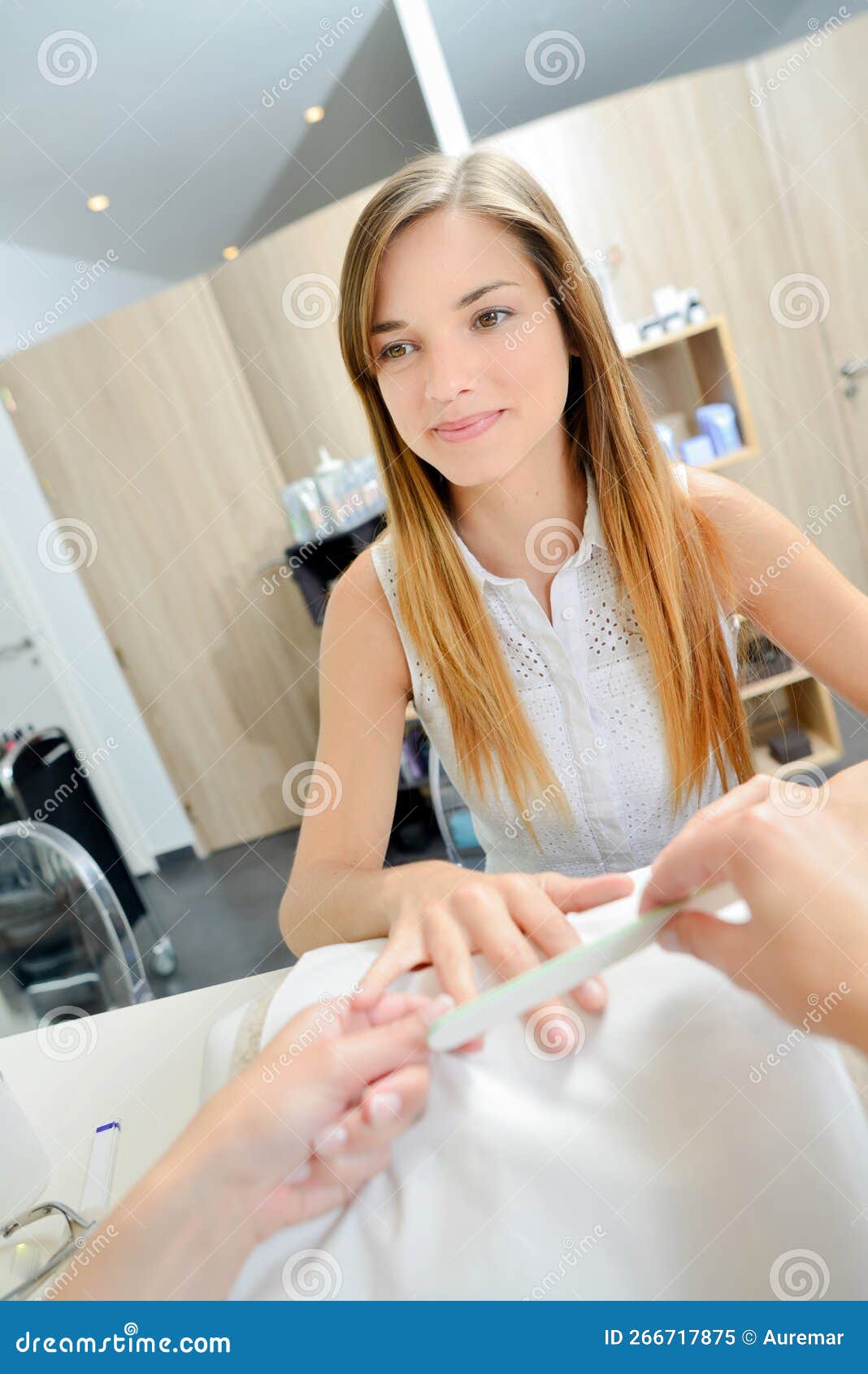 Lady Having Nails Manicured Stock Image - Image of feel, attractive ...