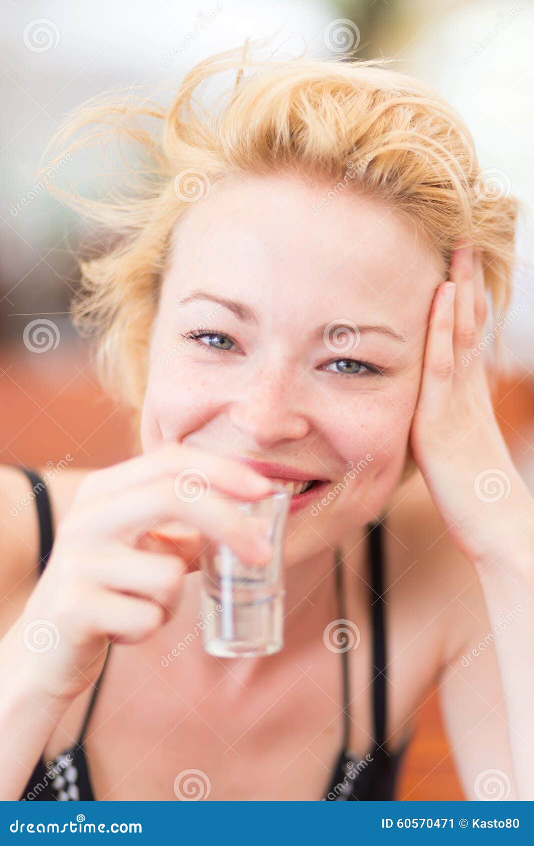 Lady Having a Shot of Spirit Drink. Stock Image - Image of leisure ...
