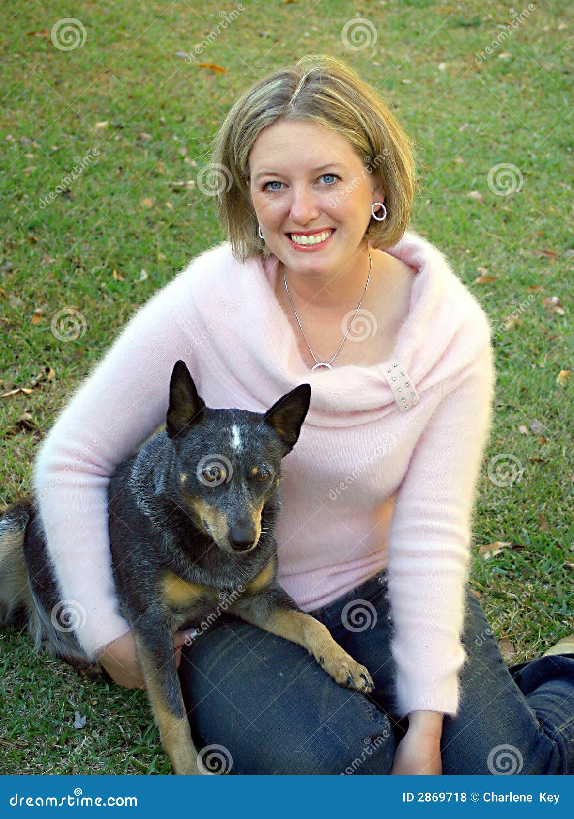 A Lady and Her Dog stock photo. Image of beauty, sitting - 2869718