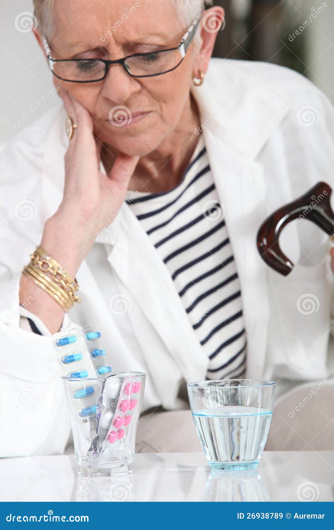 Lady with her medication stock image. Image of human - 26938789
