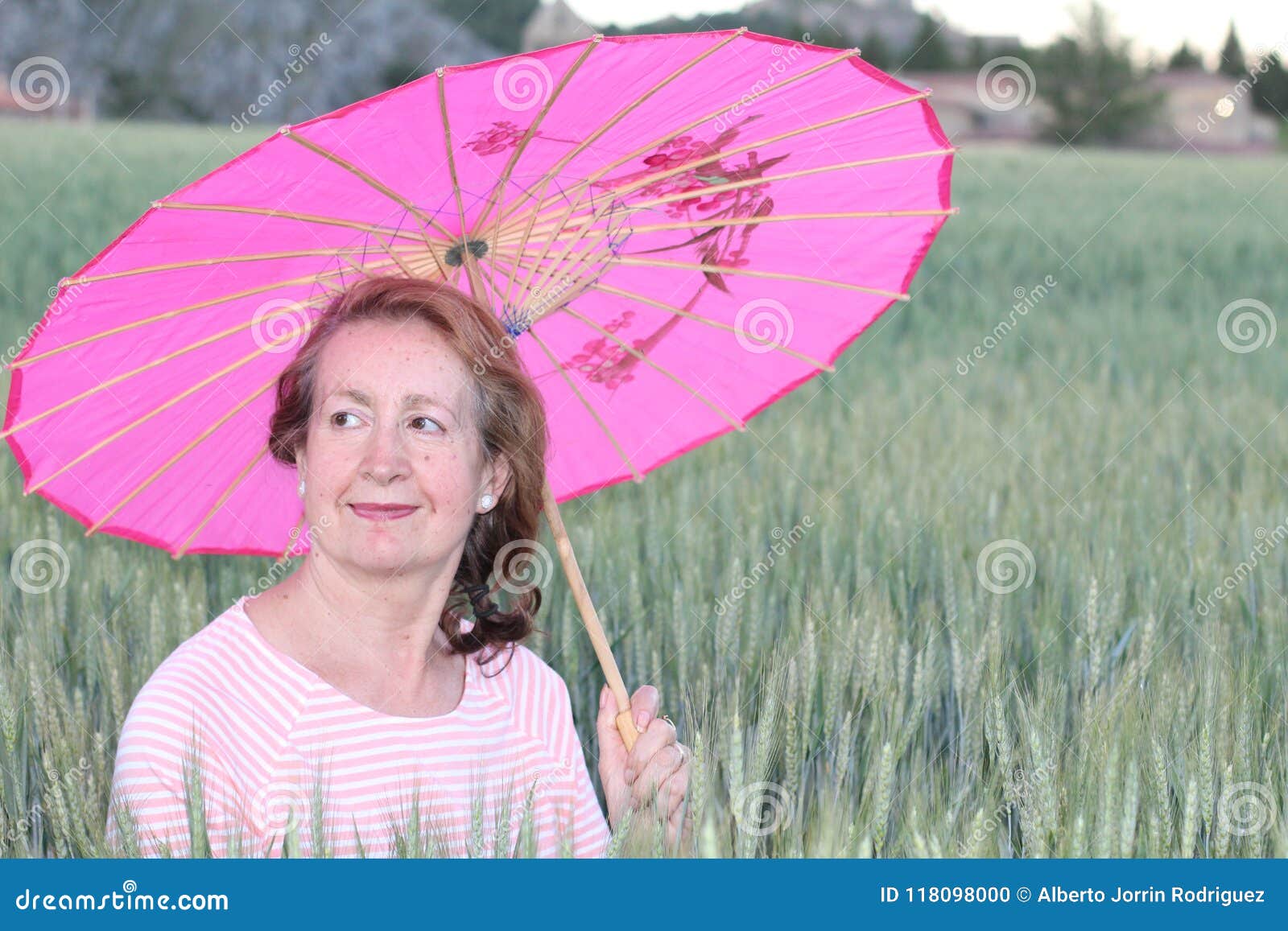 Lady Hiding from the Sun with Umbrella Stock Photo - Image of blonde ...