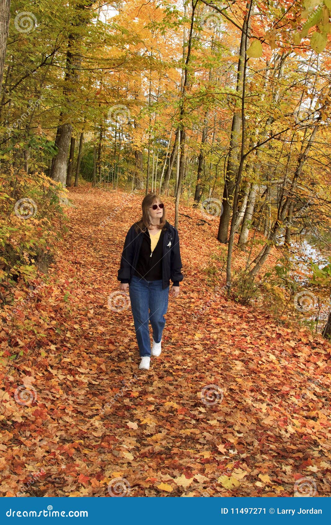 Lady Hiking an Autumn Trail Stock Image - Image of hiking, healthy ...