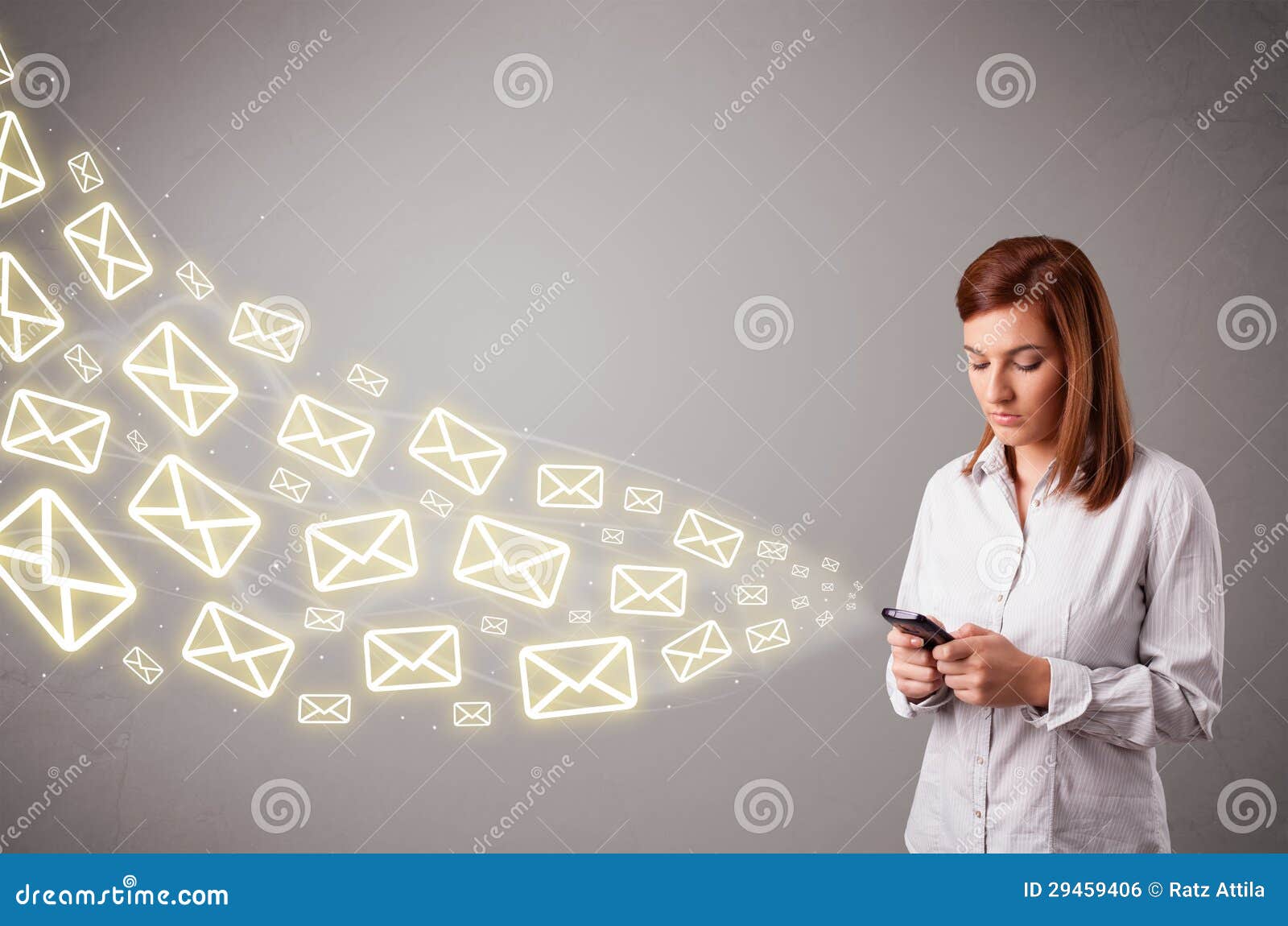 Lady holding a phone stock photo. Image of object, mail - 29459406