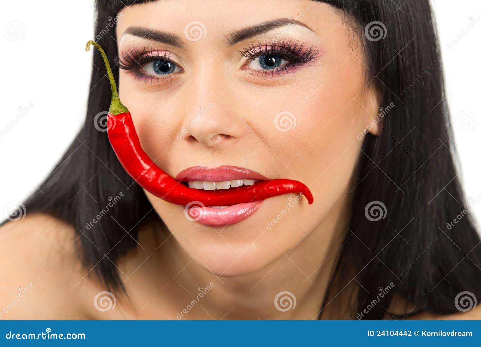 Lady Holding Red Chilli Peppers Stock Photo - Image of bite, bright ...