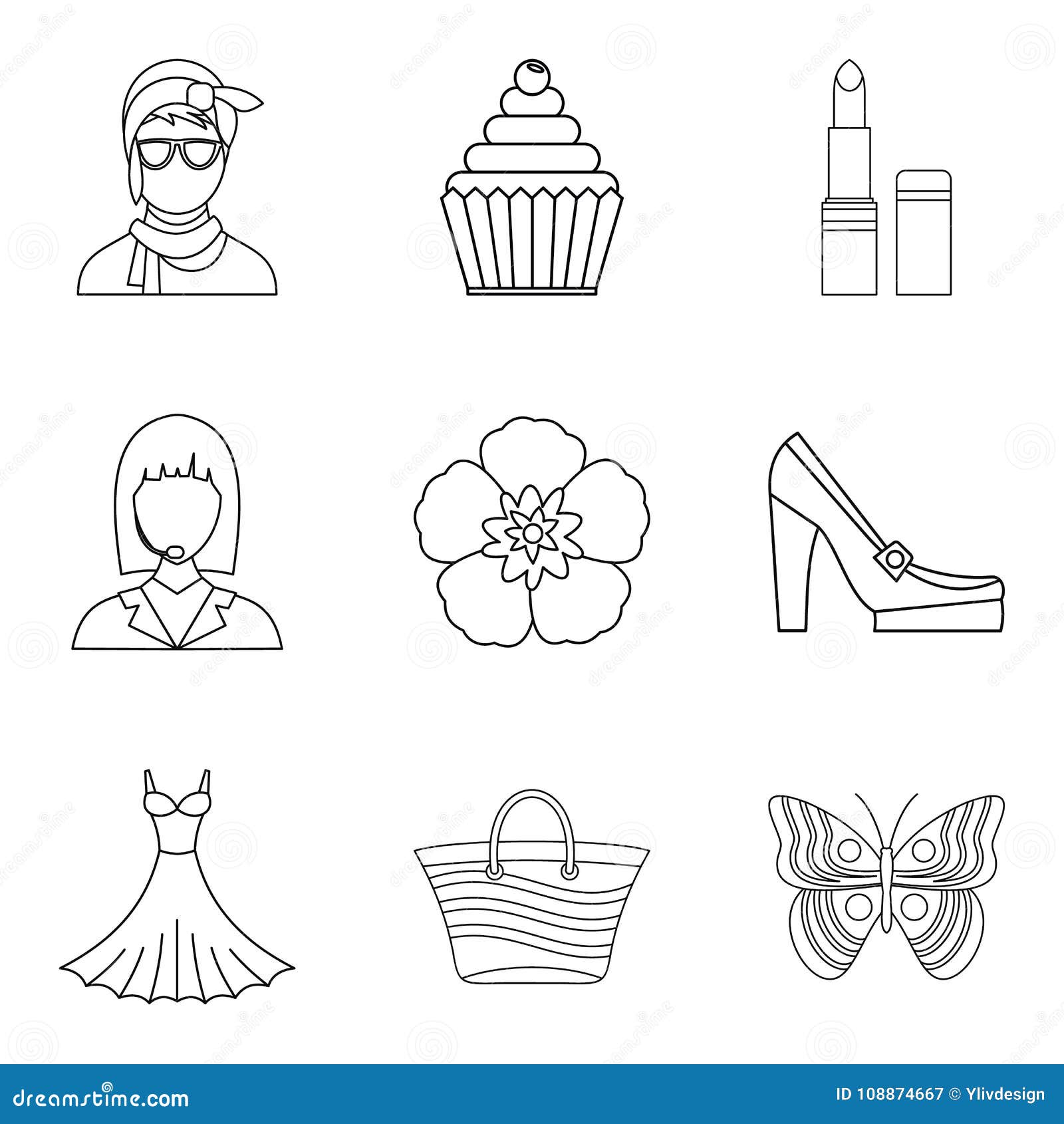 Lady Icons Line Design Symbol Cycle Stock Photo | CartoonDealer.com ...