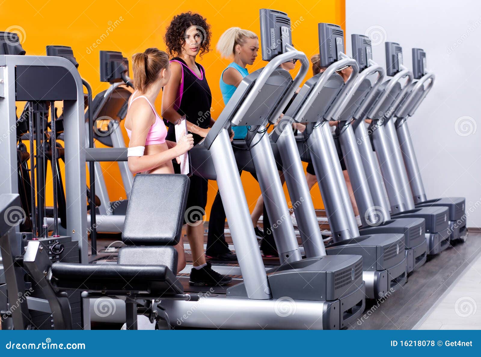 Lady instructor in gym stock photo. Image of muscular - 16218078