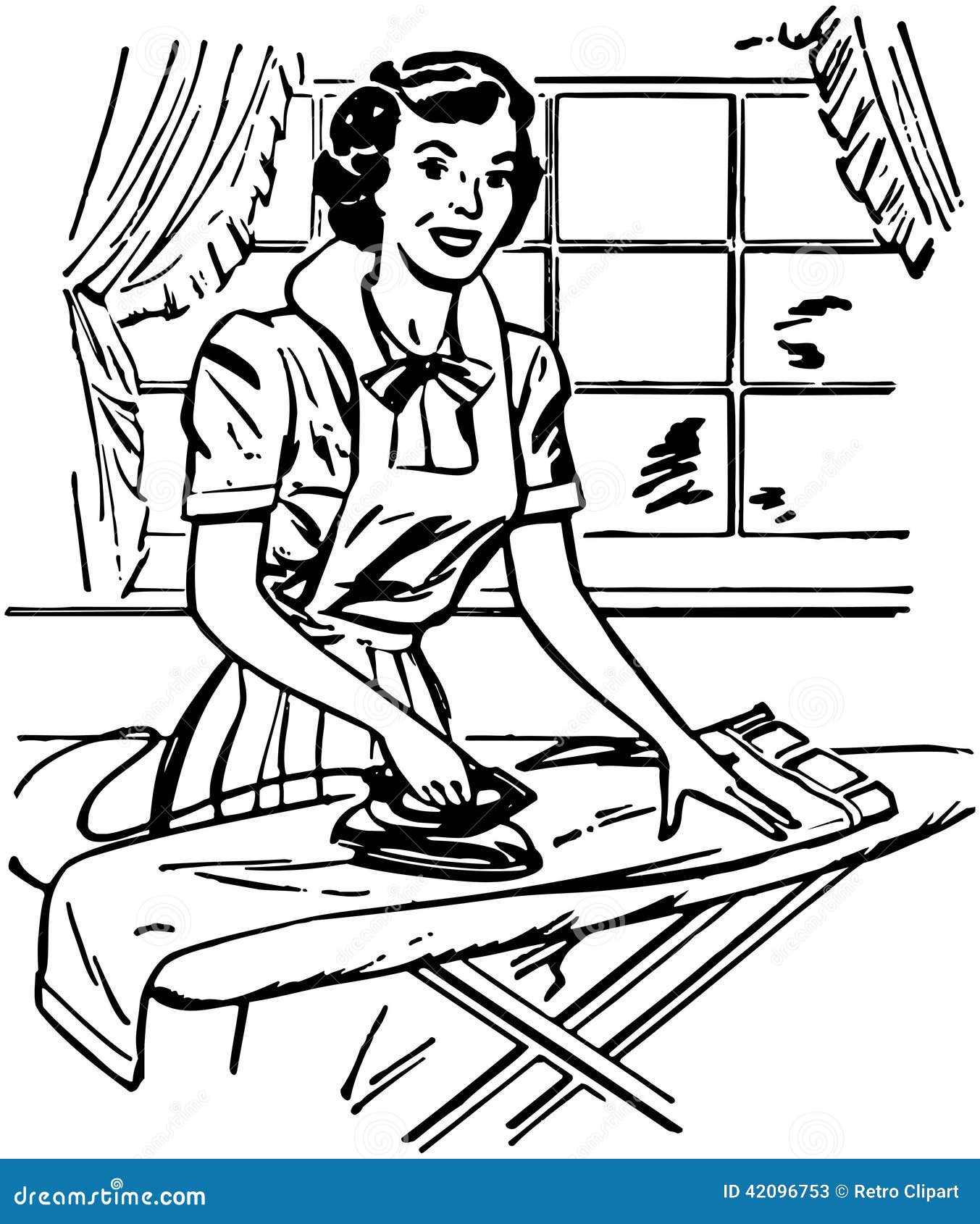 Lady Ironing stock vector. Illustration of washing, kitchens - 42096753