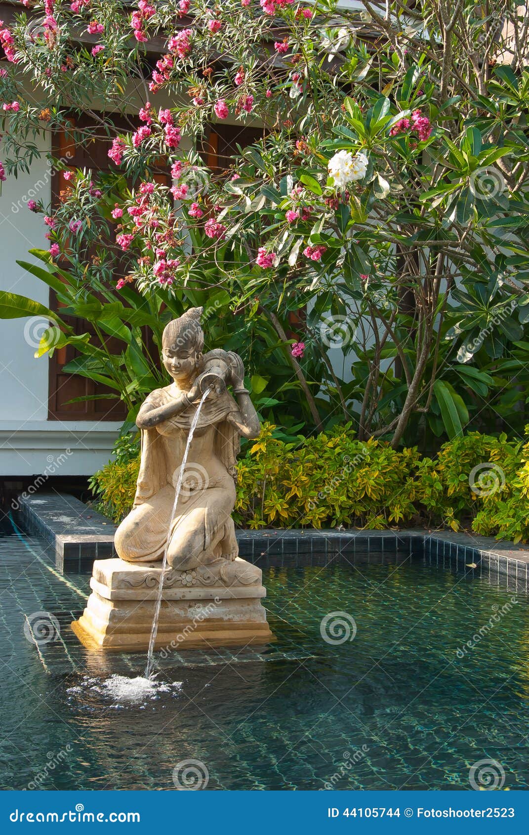 Lady with Jar Statue in the Pool Stock Photo - Image of abstract ...
