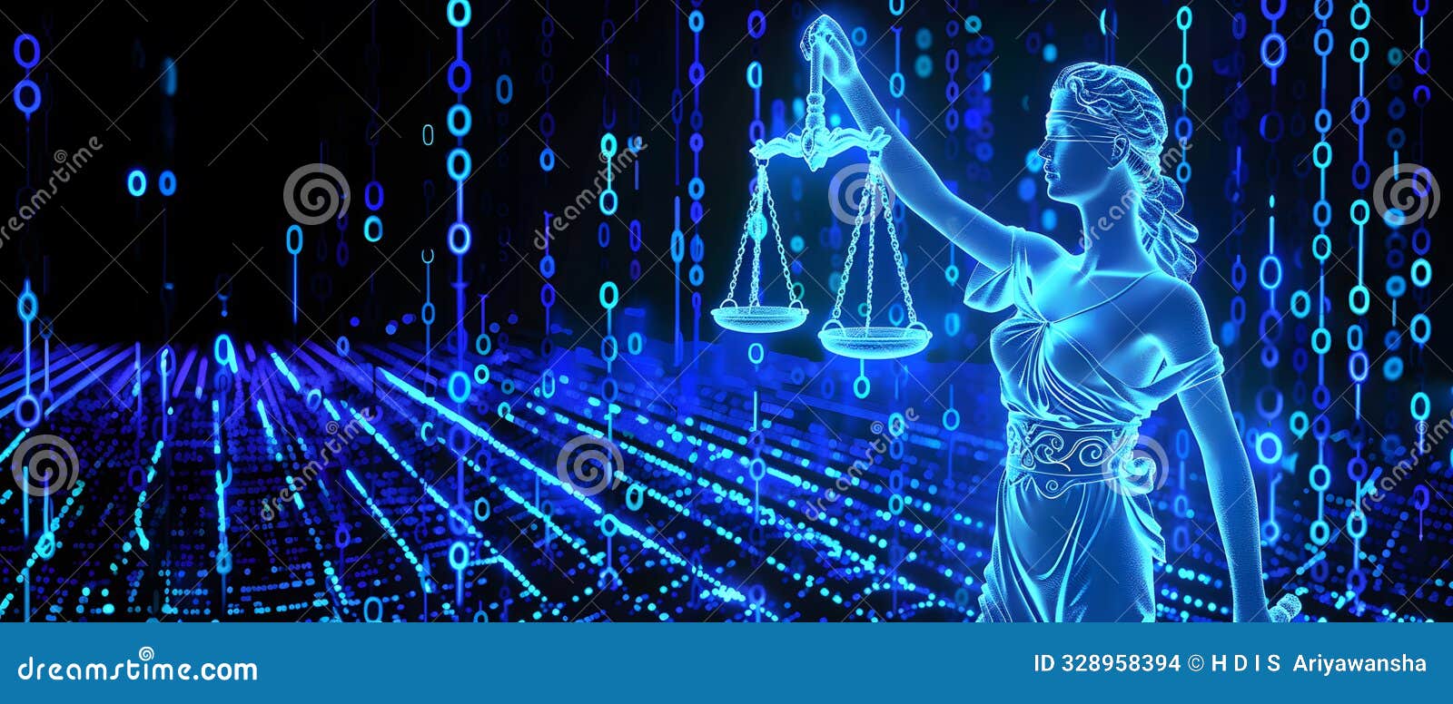 Lady Justice in a Digital World Stock Illustration - Illustration of ...