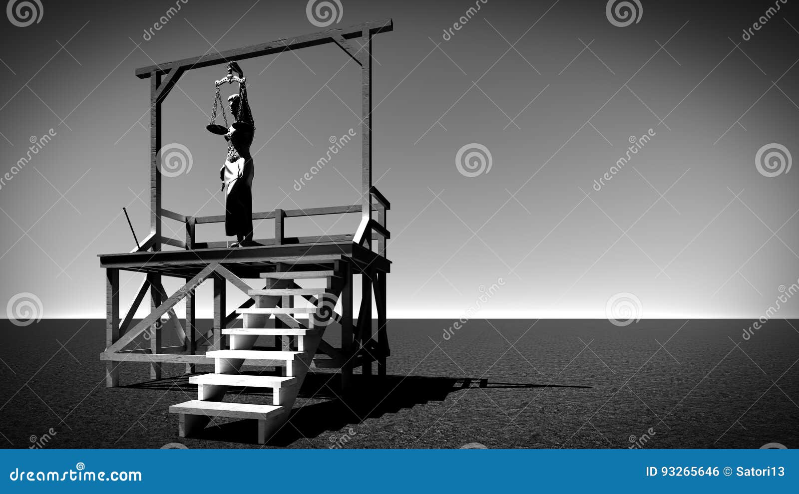 Lady of Justice on Gallows 3d Rendering Stock Illustration ...