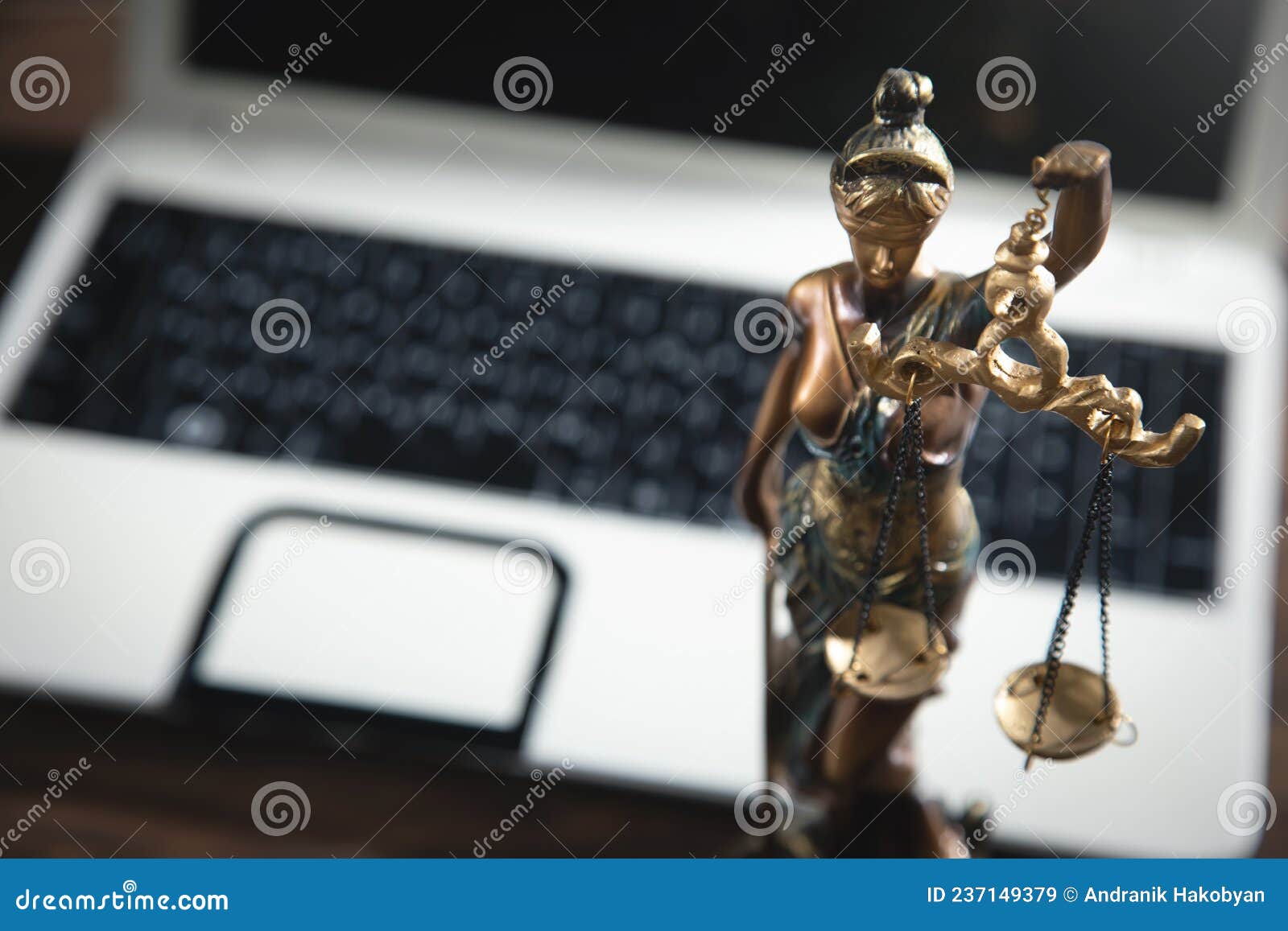 Lady Justice Statue with a Computer Stock Image - Image of authority ...